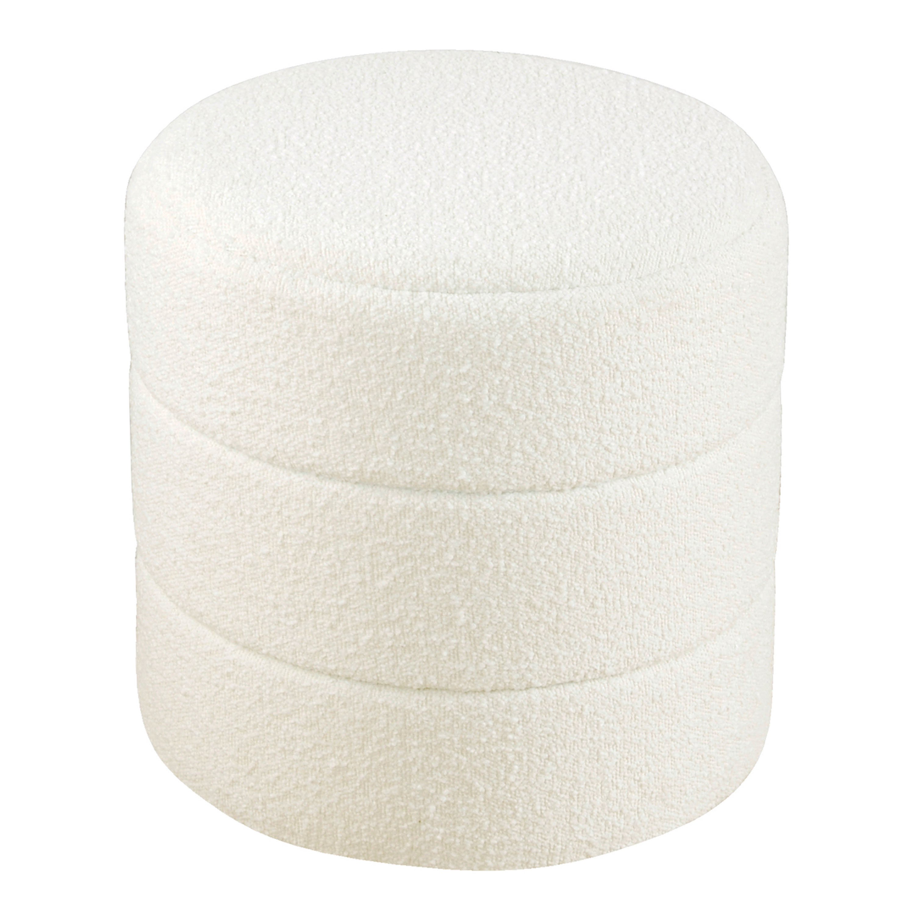Rose Round Cream Boucle Channel Tufted Upholstered Stool - World Market