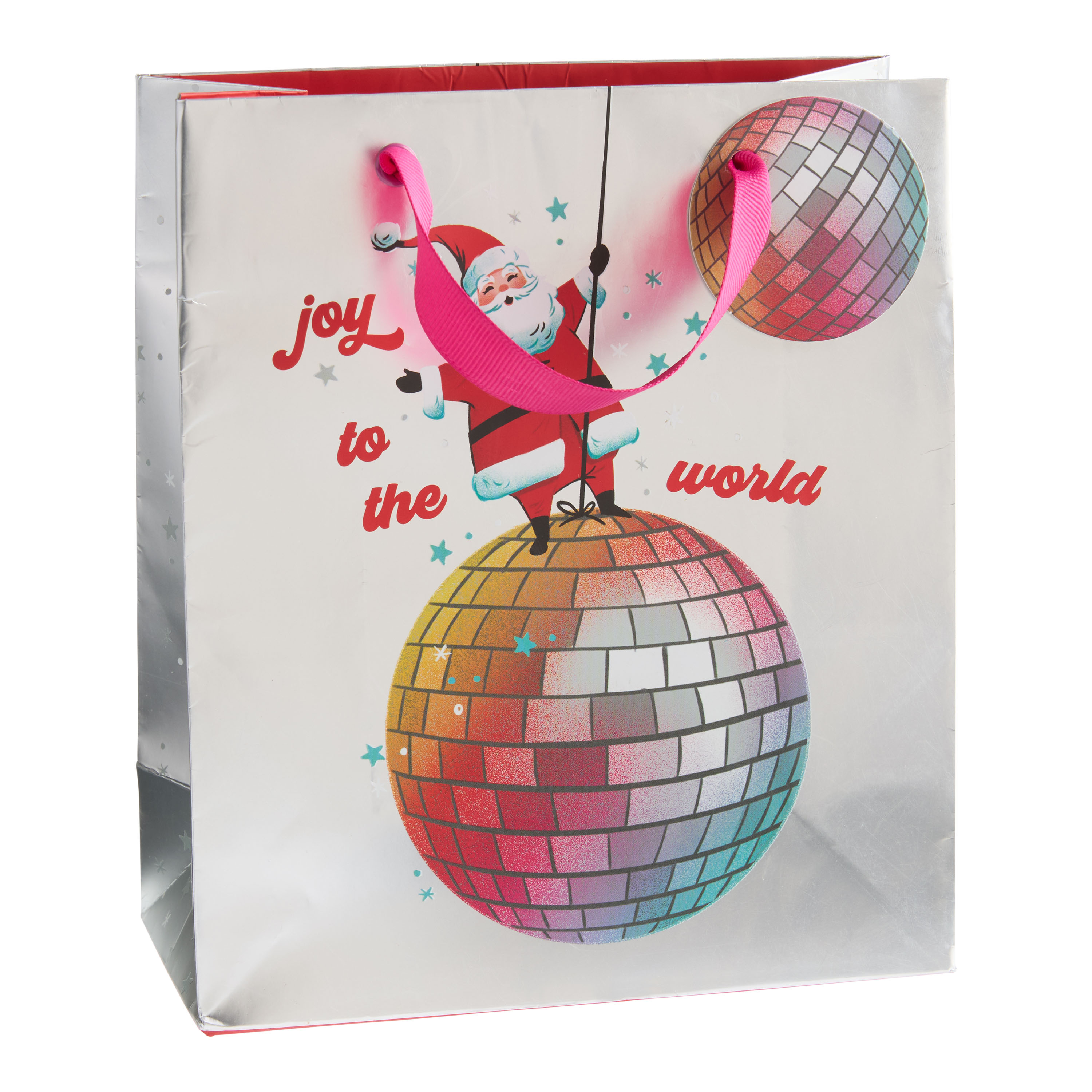 Small Disco Santa Joy to the World Holiday Gift Bag - World Market