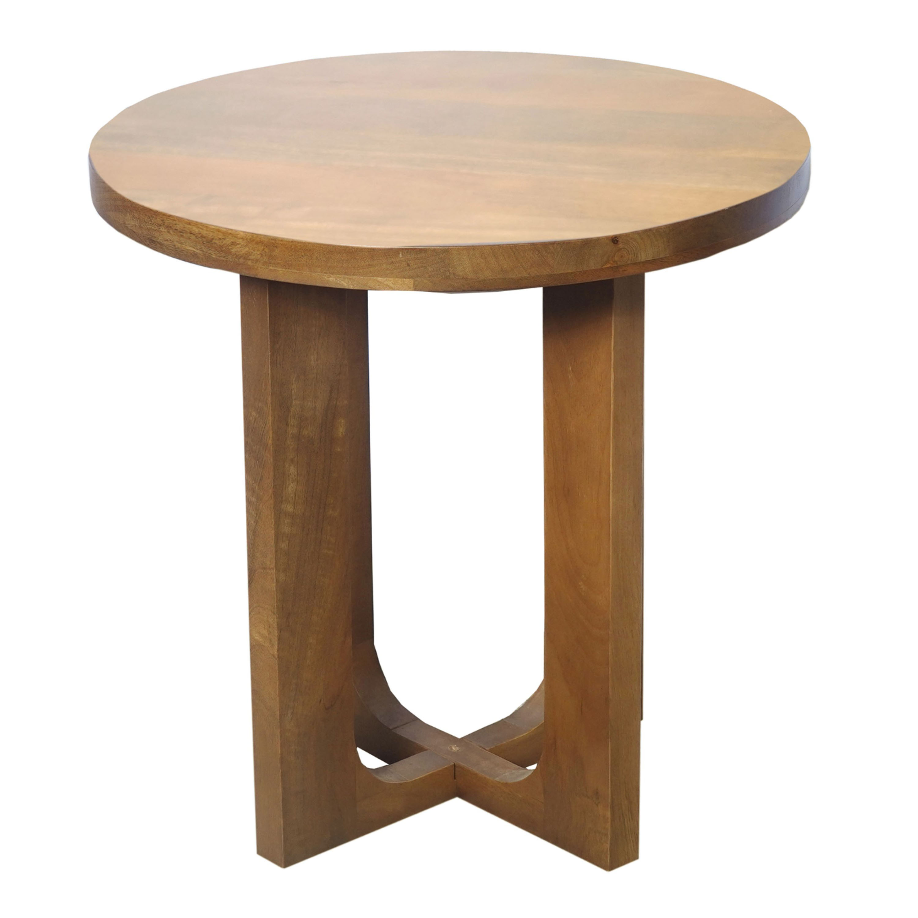 Trig Round Polished Mango Wood Side Table - World Market