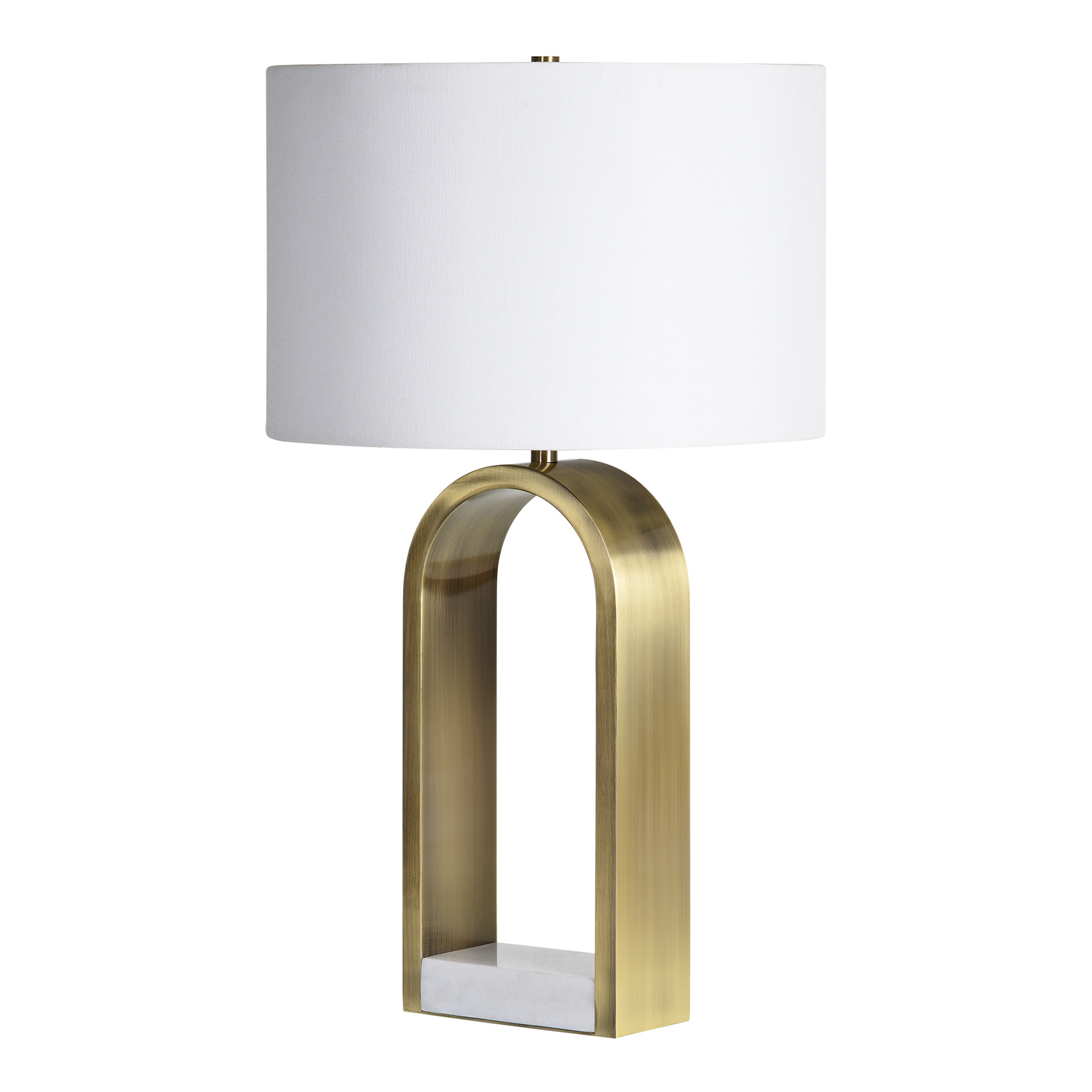 Napier White Marble And Brushed Brass Arch Table Lamp - World Market
