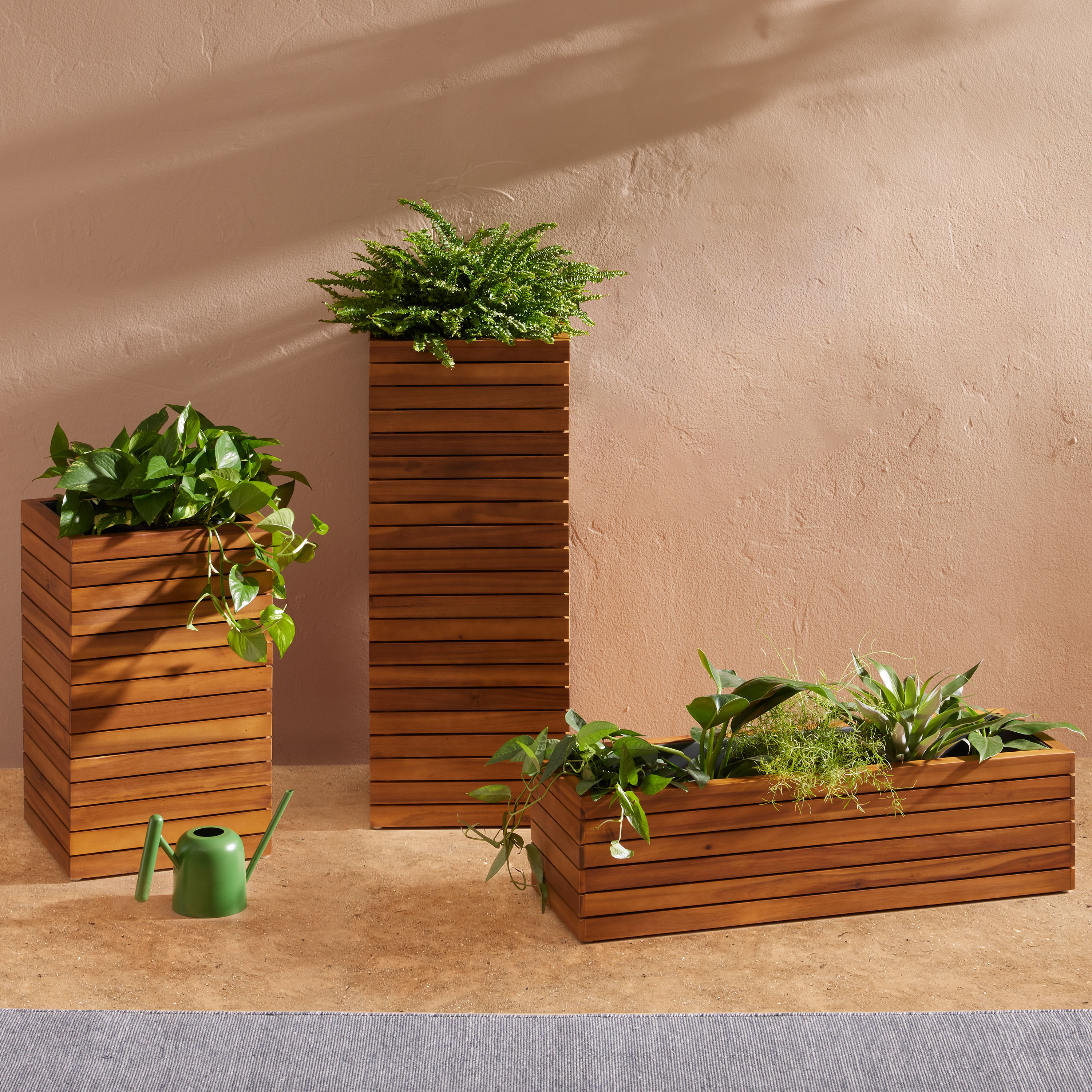 Alicante Wood and Metal Outdoor Planter Collection - World Market