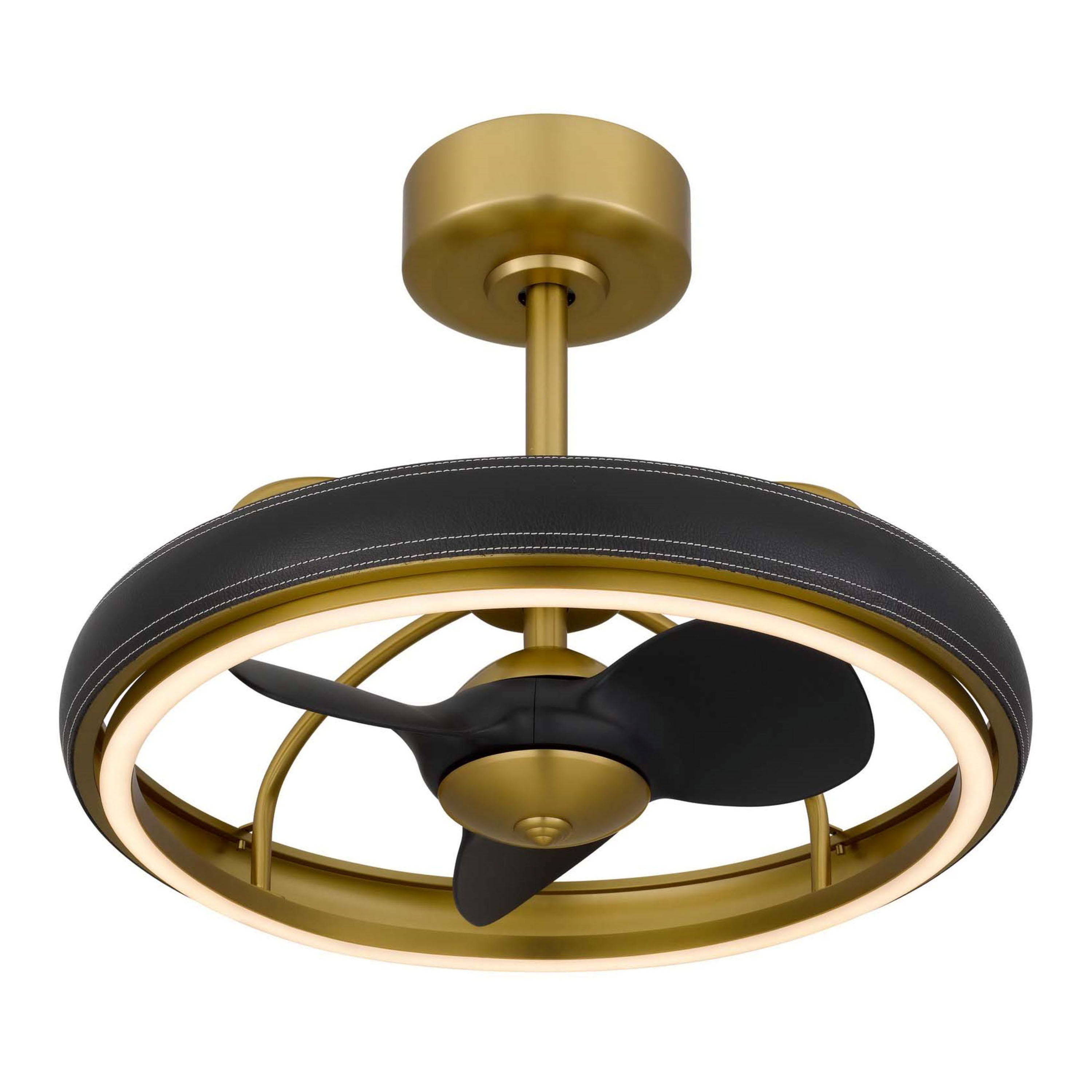 Hanson Antique Brass and Black Metal Ceiling Light with Fan - World Market