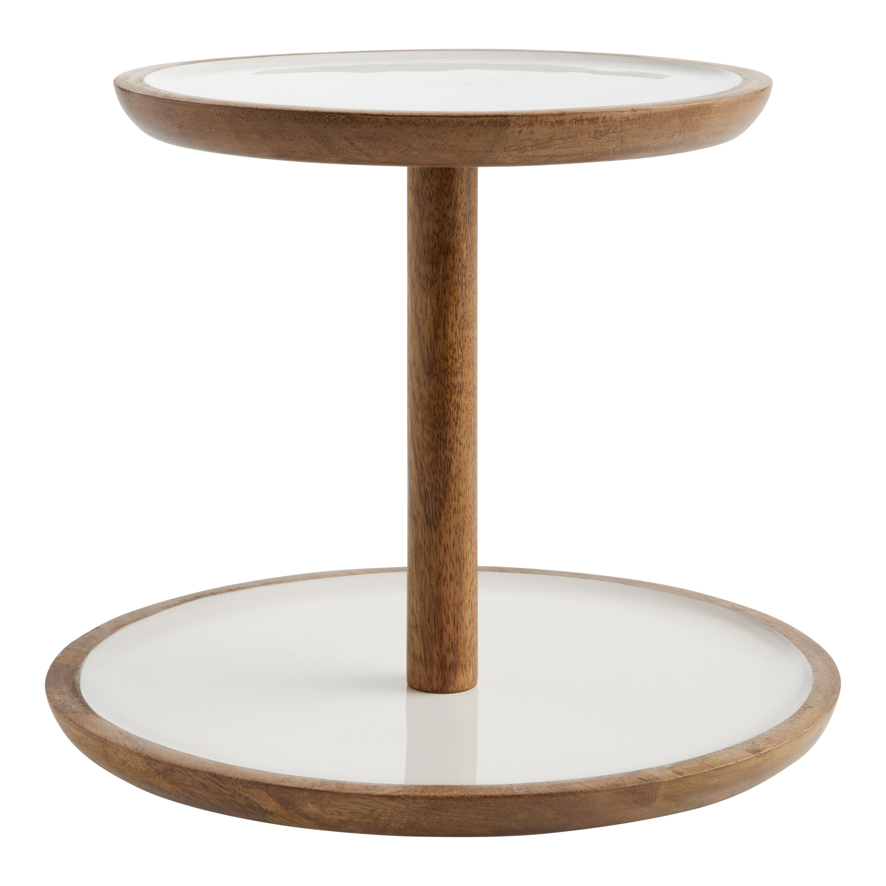 White Enamel Wood 2 Tier Serving Stand - World Market