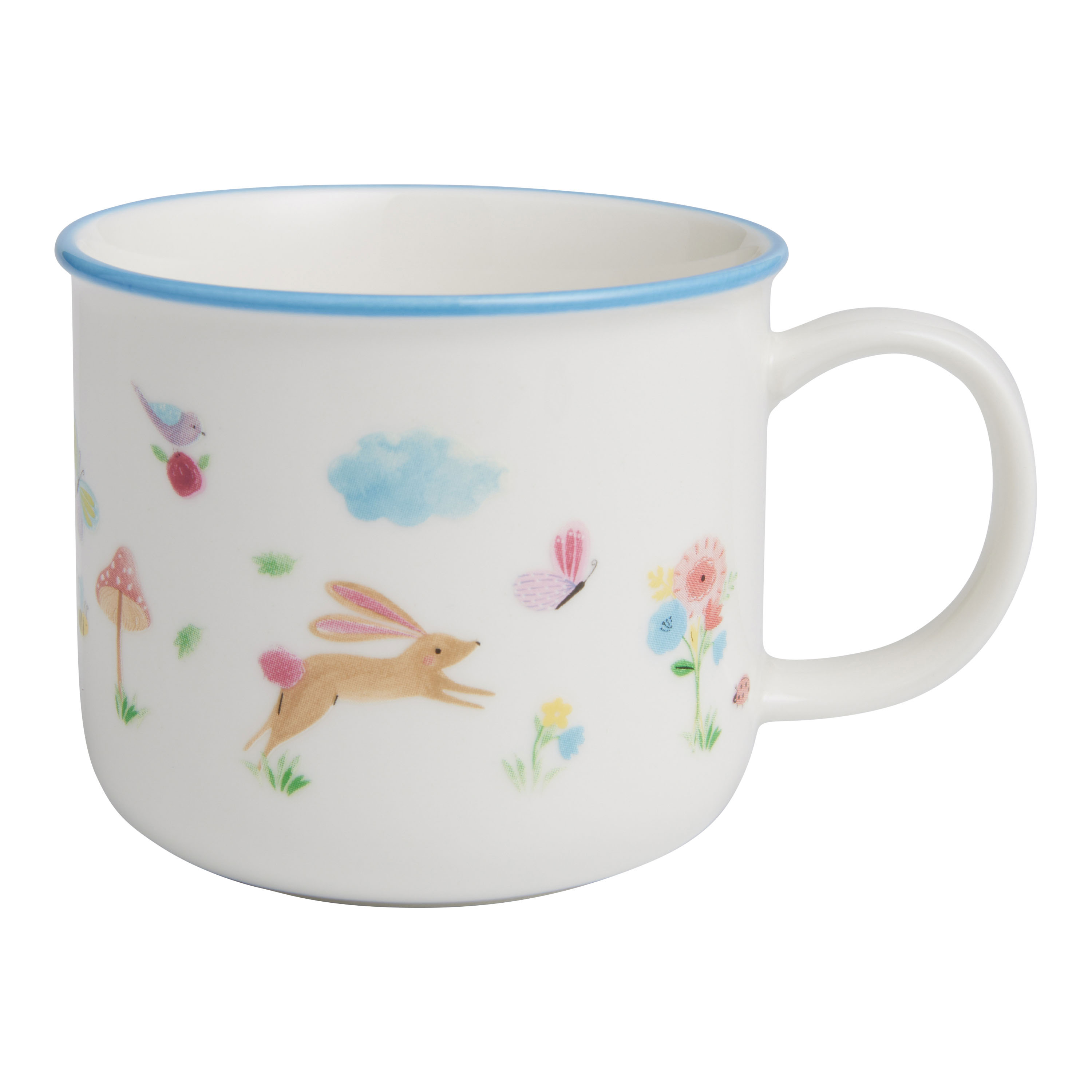 Bunny And Friends Blue Rim Ceramic Mug - World Market