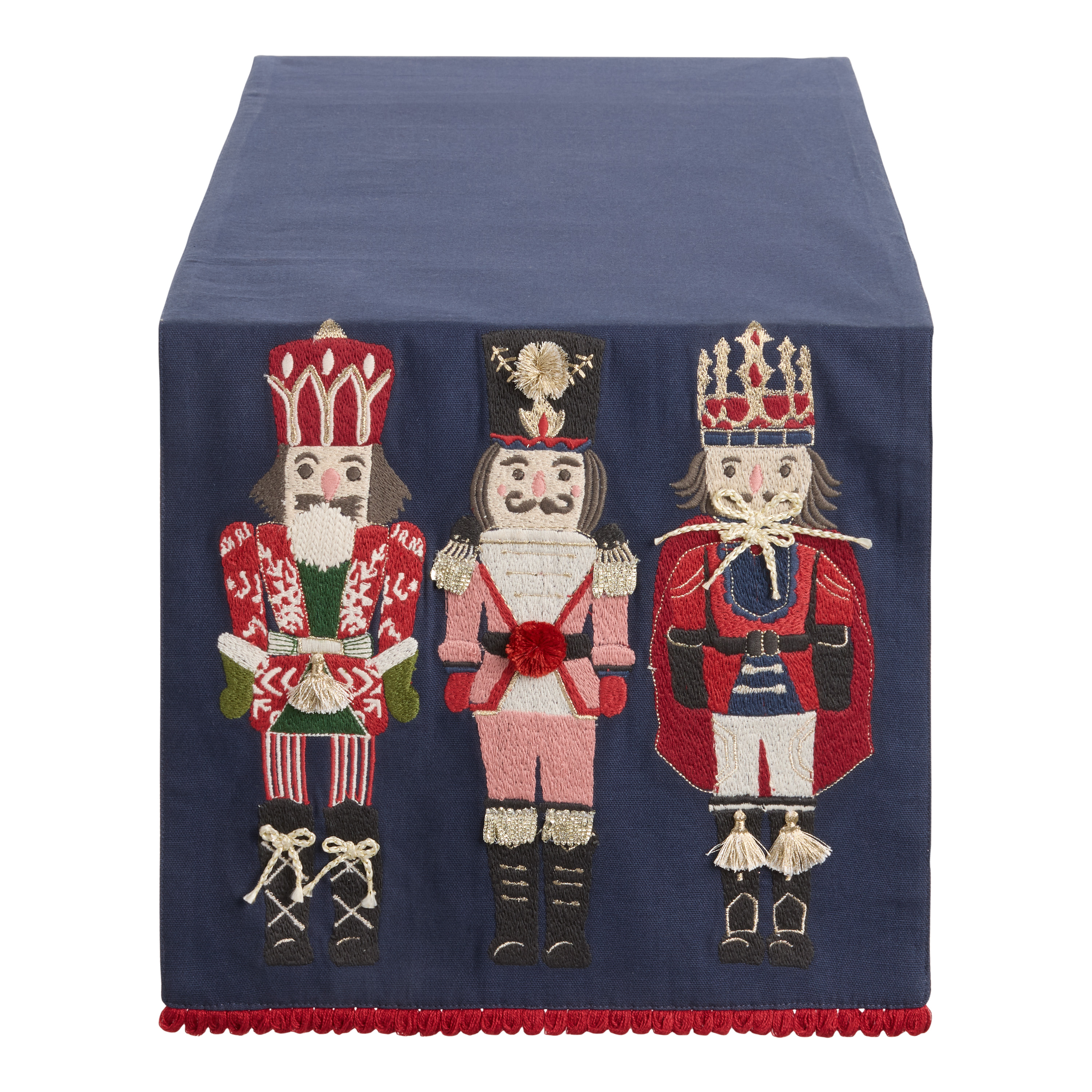 Navy Blue Holiday Nutcracker Embroidered Table Runner - World Market