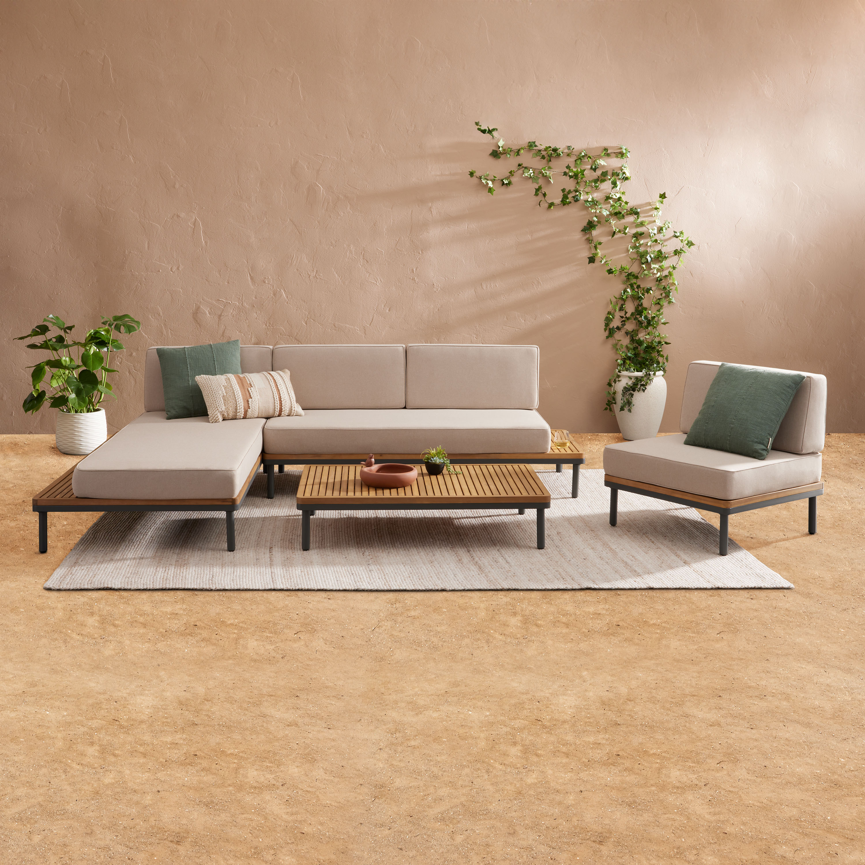 Andorra 4 Piece Modular Outdoor Sectional Set with Chaise - World Market