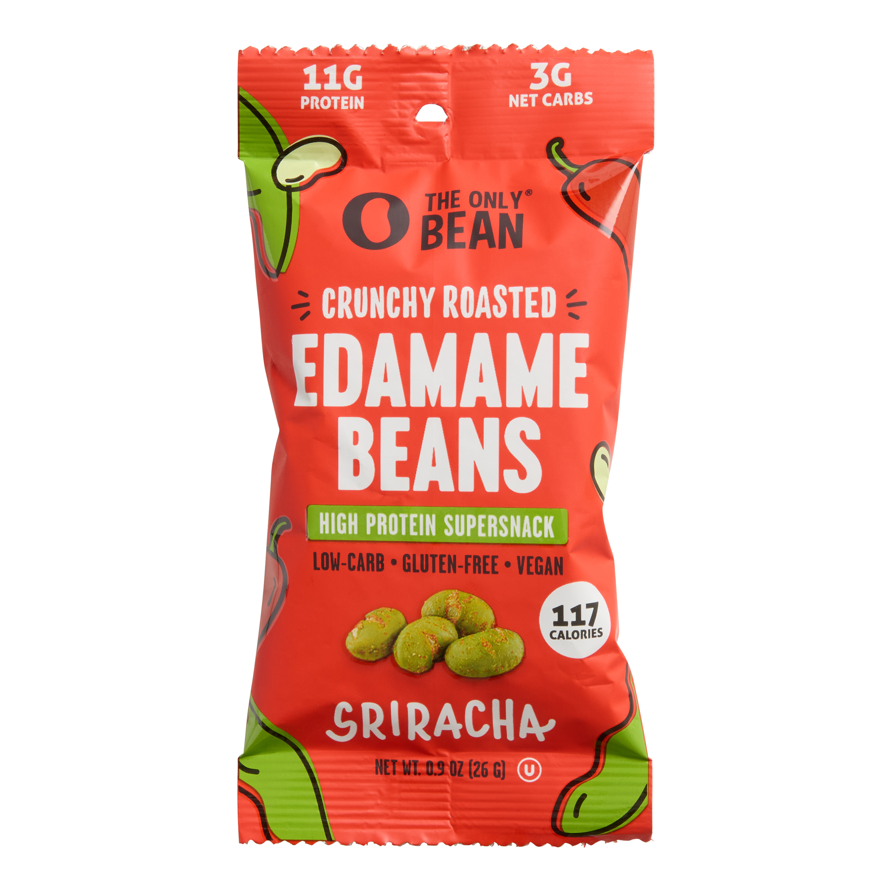 The Only Bean Sriracha Roasted Edamame Beans Snack Size - World Market