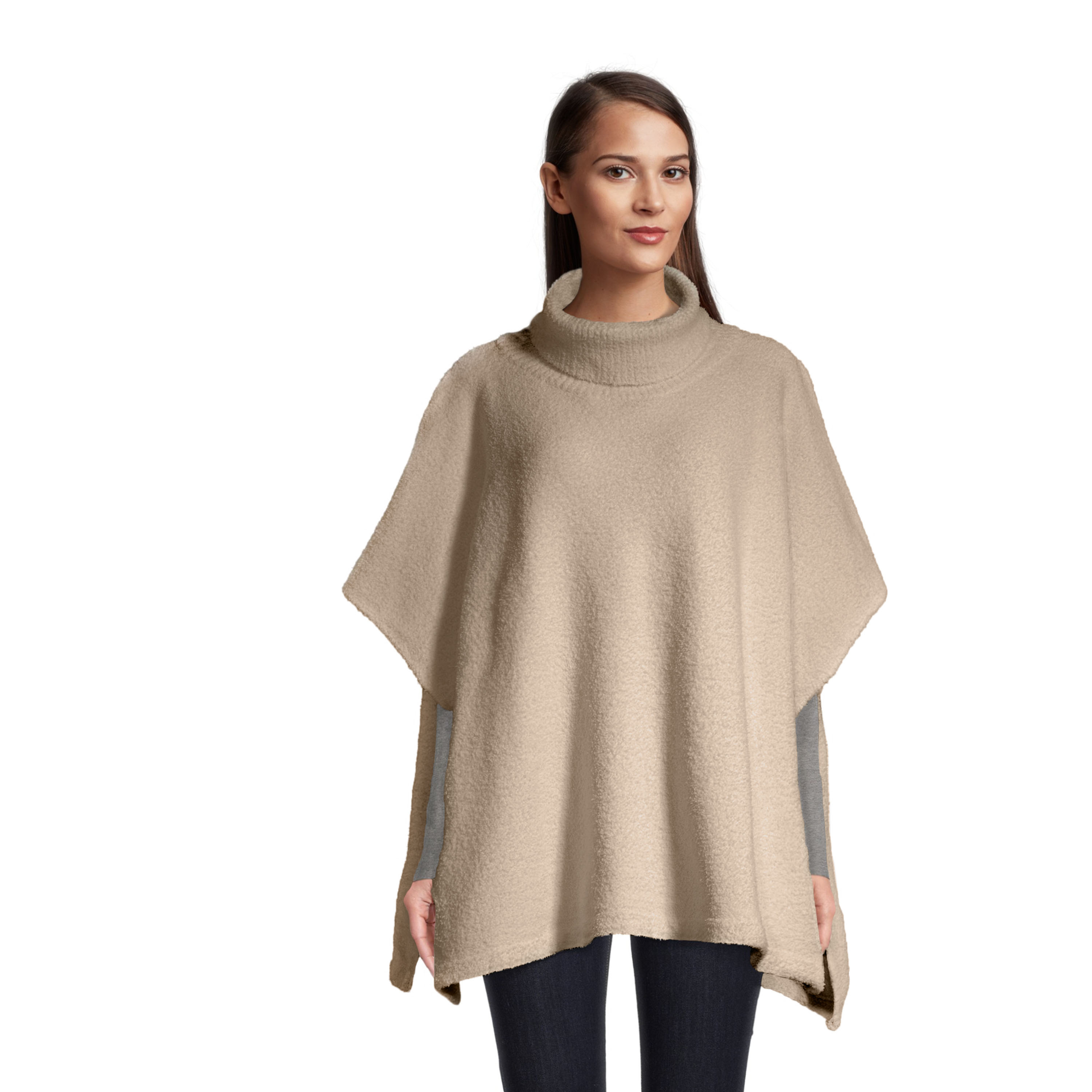 Tan Fleece Short Sleeve Lounge Poncho - World Market