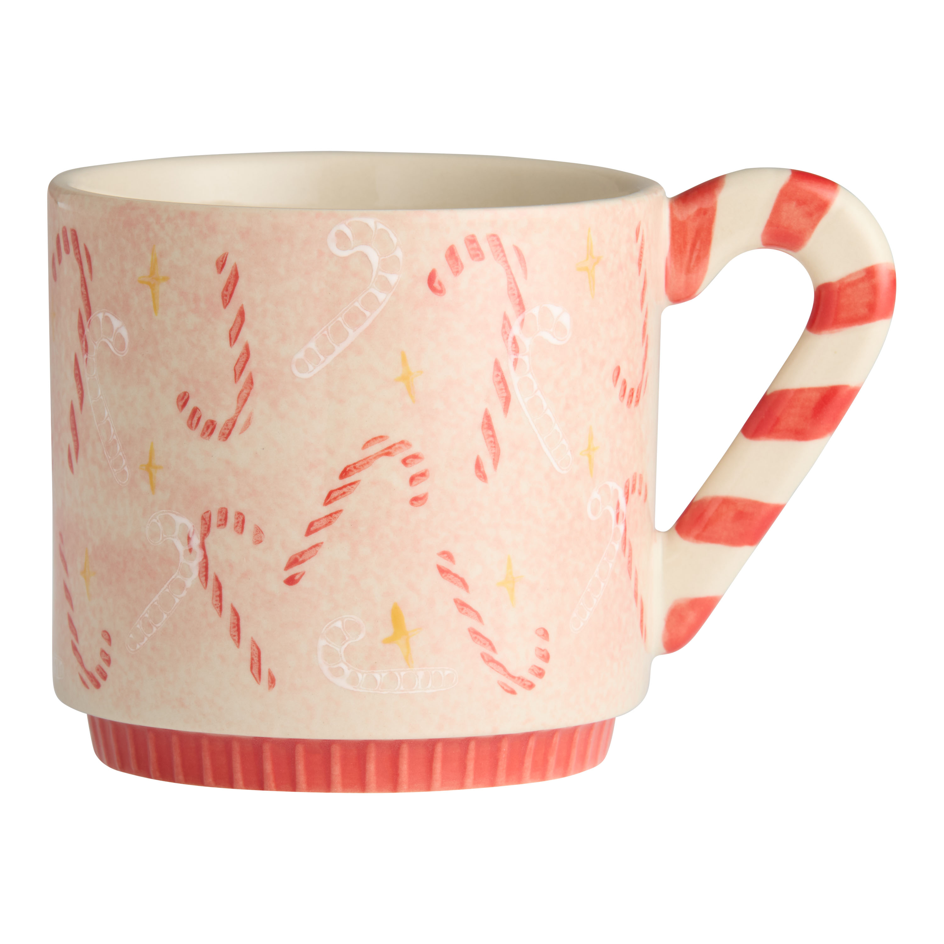 Red and White Candy Cane Hand Painted Ceramic Mug - World Market