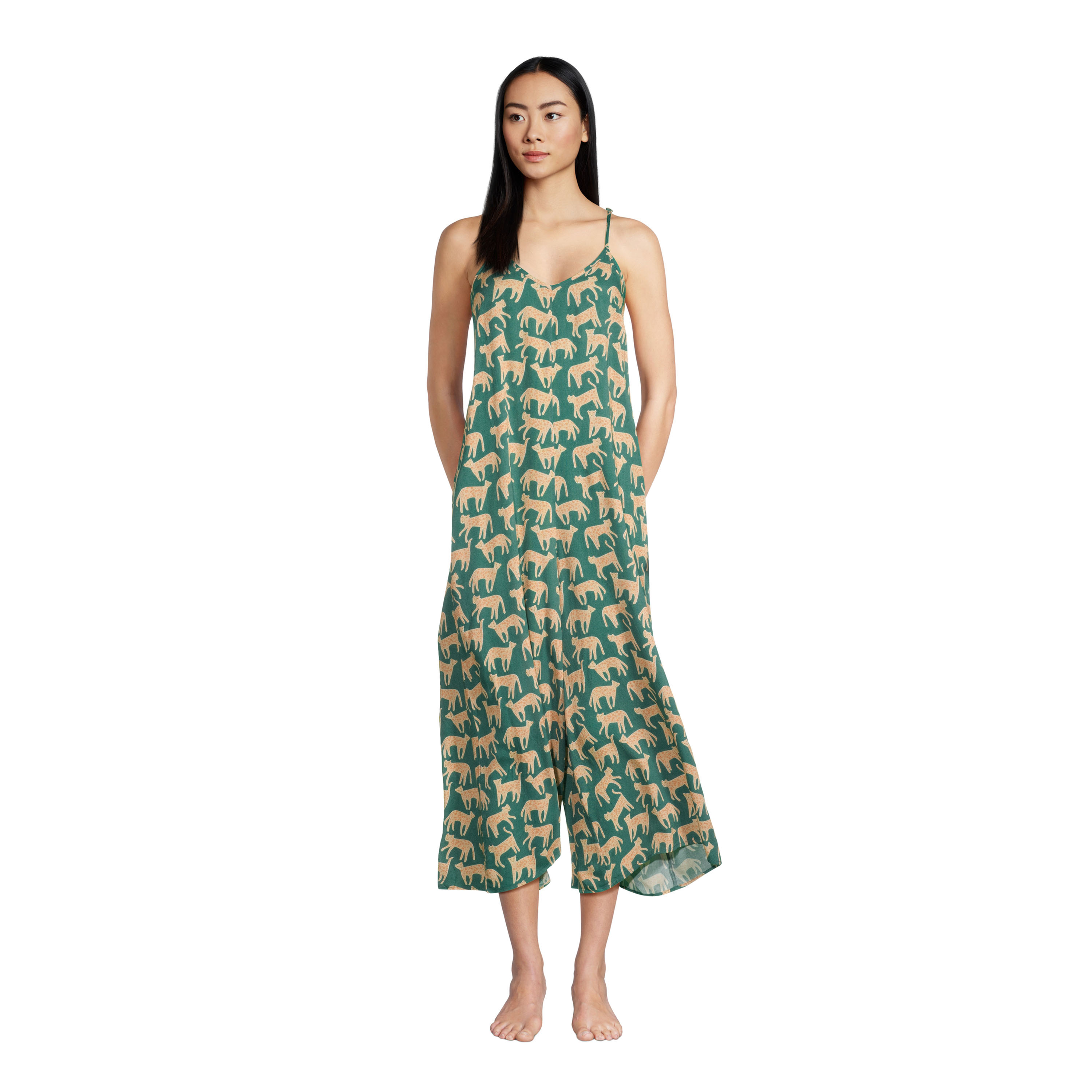Teal Jungle Cat Jumpsuit with Pockets - World Market
