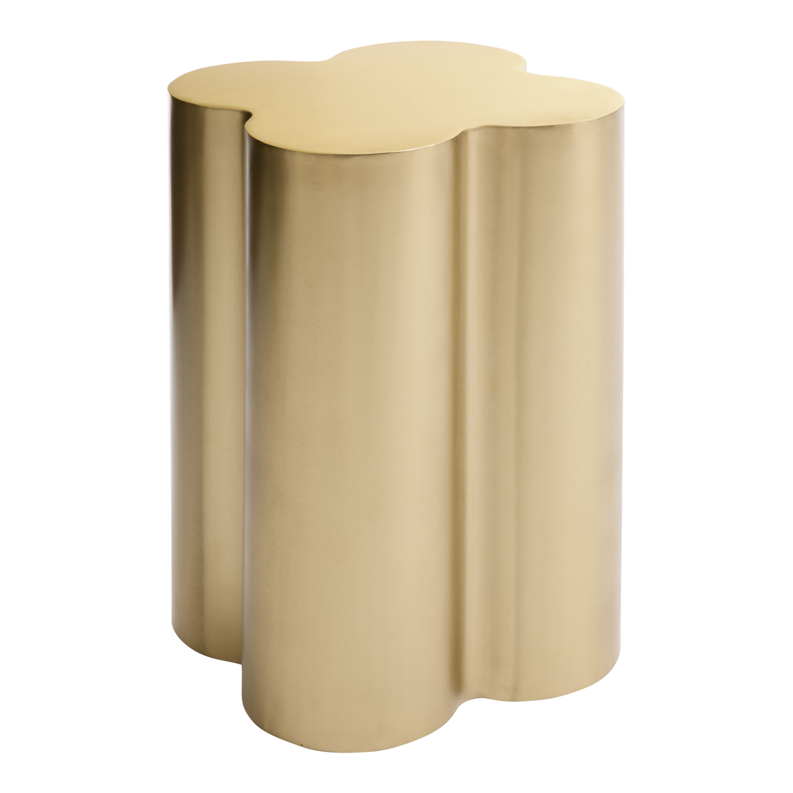 Leia Satin Gold Steel Quatrefoil Side Table - World Market