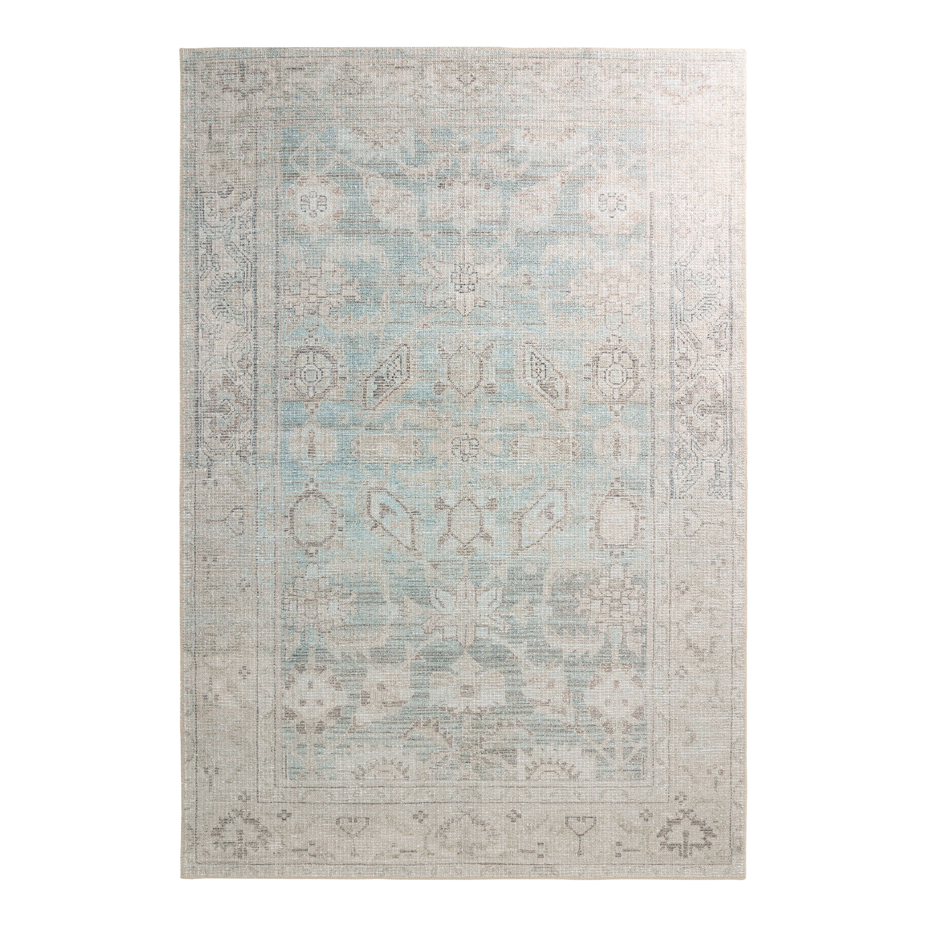 Ariel Tonal Dusty Blue Distressed Traditional Style Area Rug - World Market