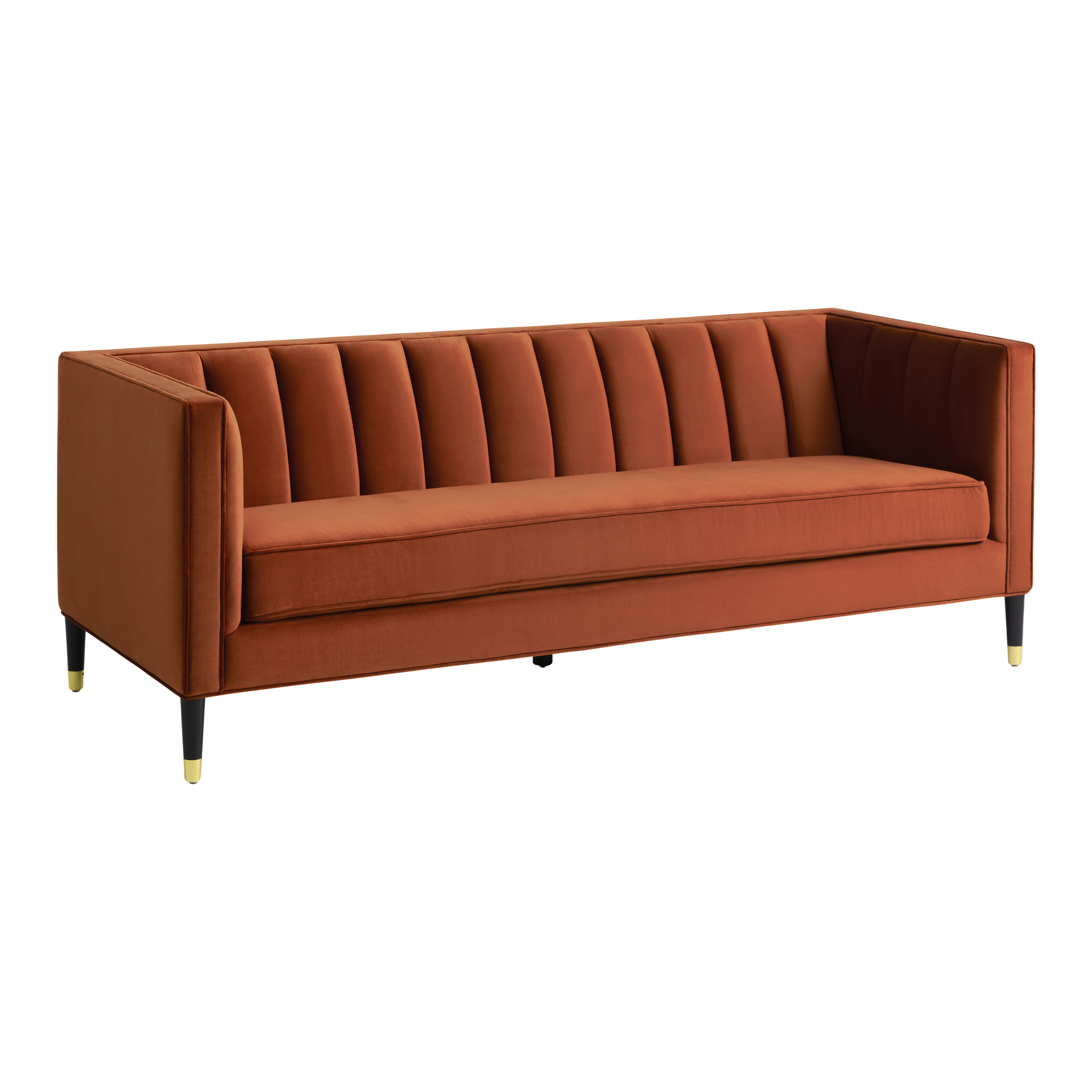 Leanna Channel Tufted Velvet Sofa - World Market