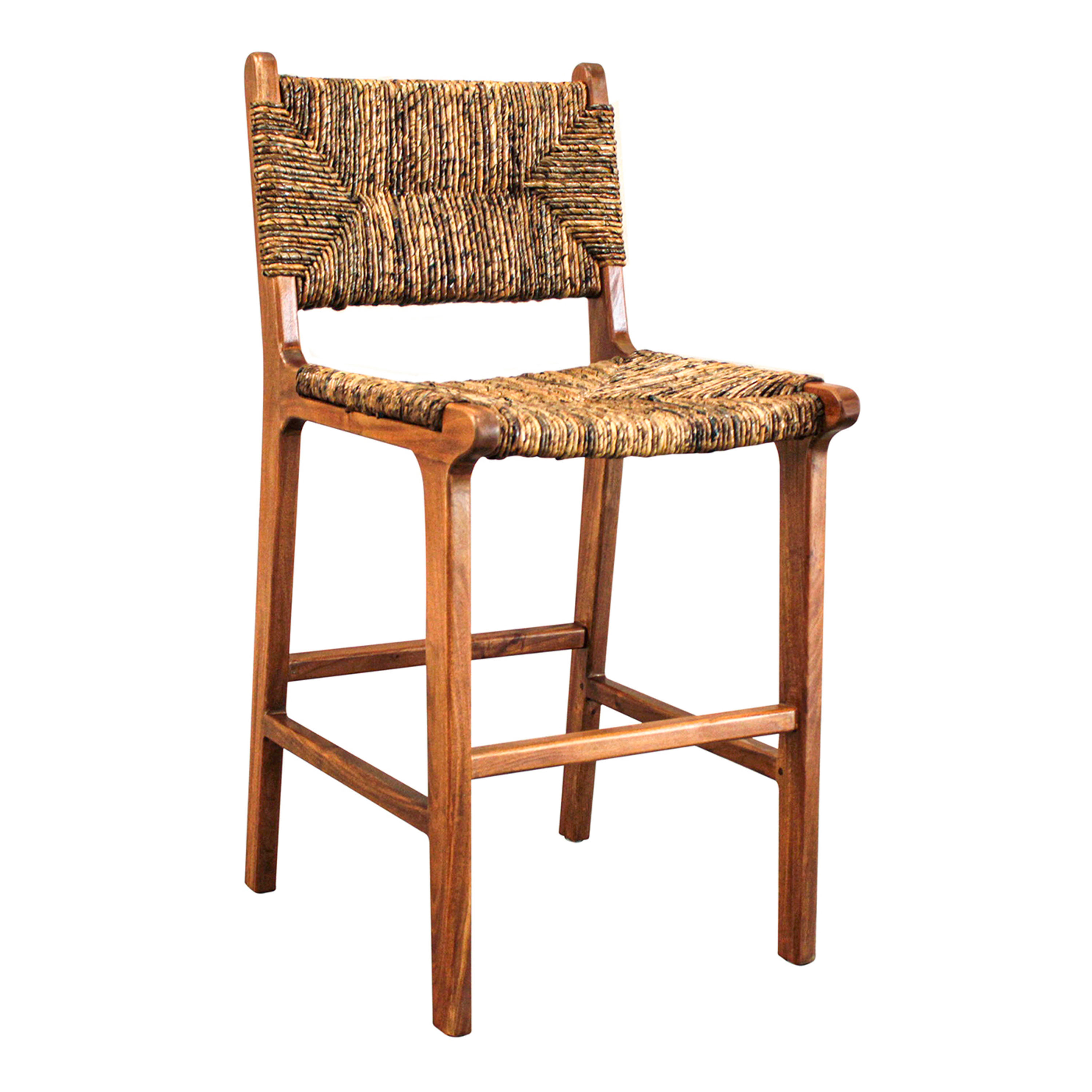 Basque Caramel Wood and Natural Fiber Barstool 2 Piece Set - World Market