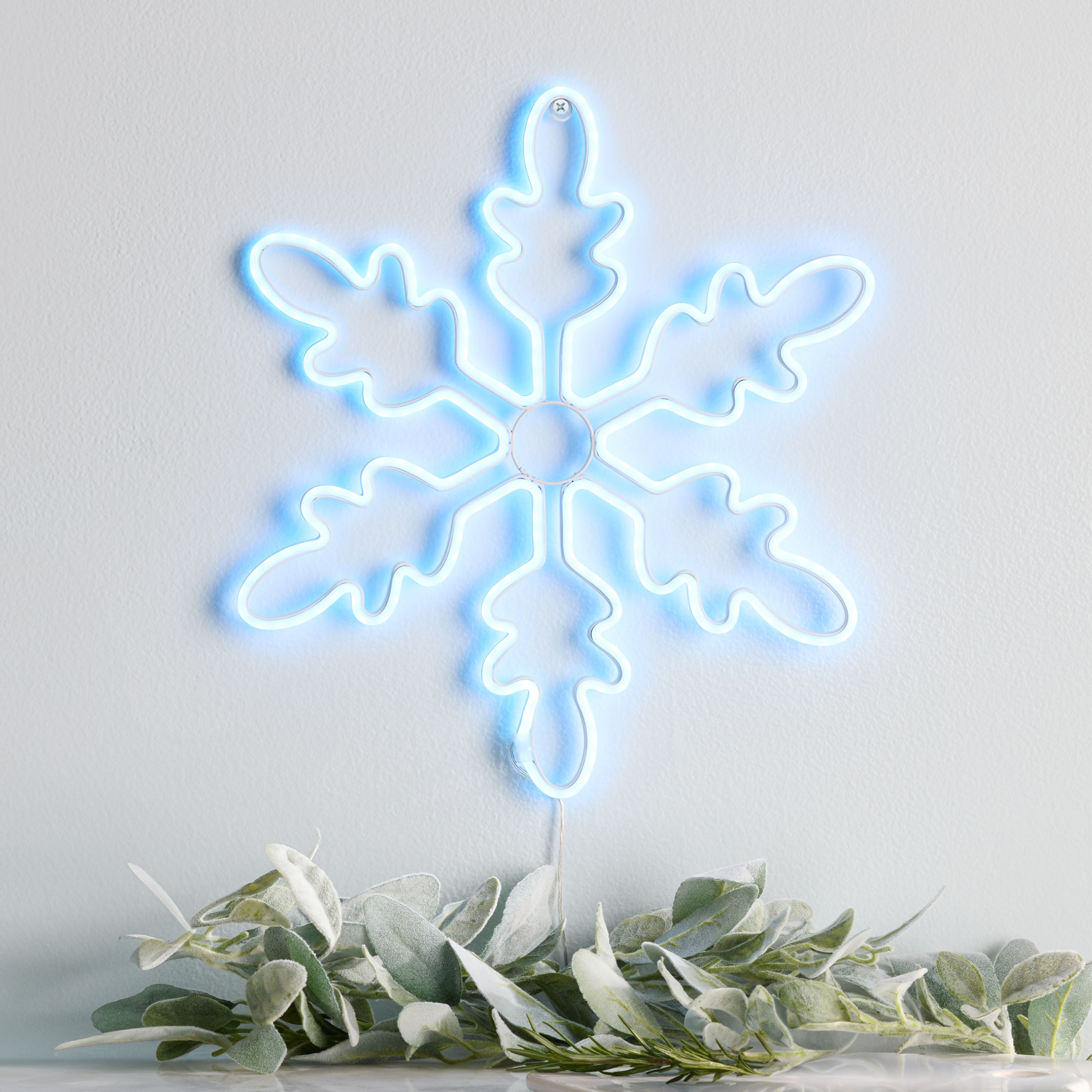 Neon Icy Blue Snowflake LED Electric Sign Wall Decor - World Market