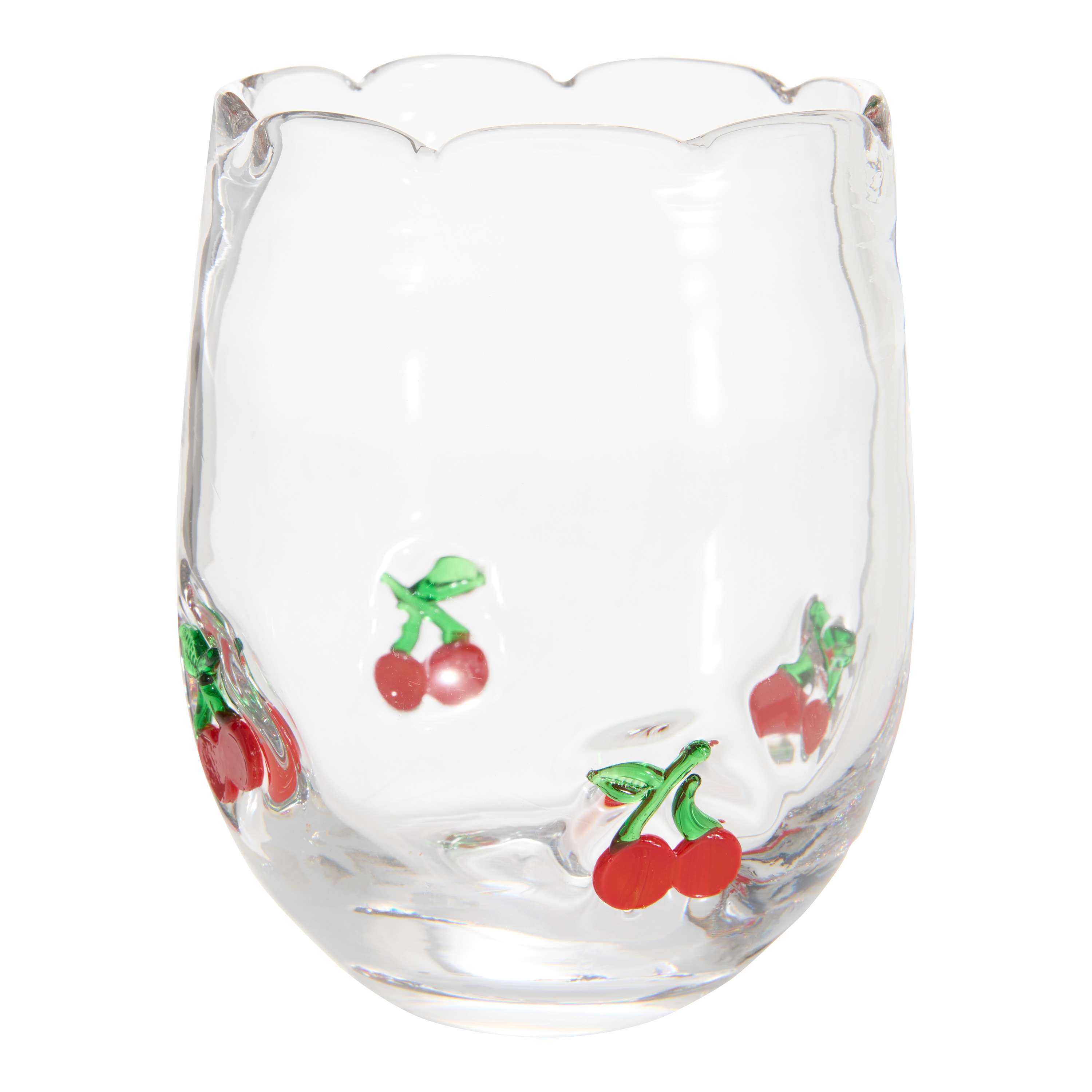 Charm Inlay Scallop Stemless Wine Glass - World Market