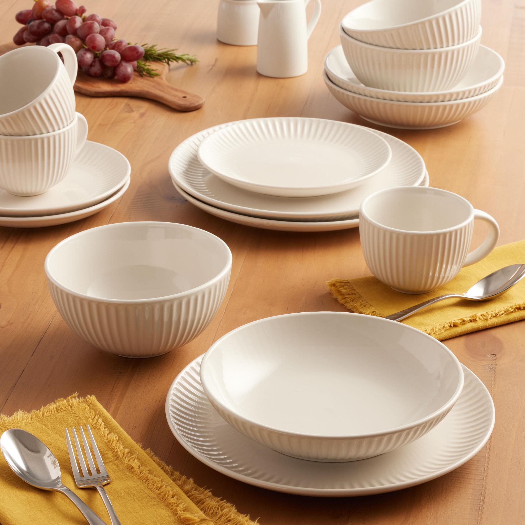 White Whittle Ribbed Dinnerware Collection - World Market