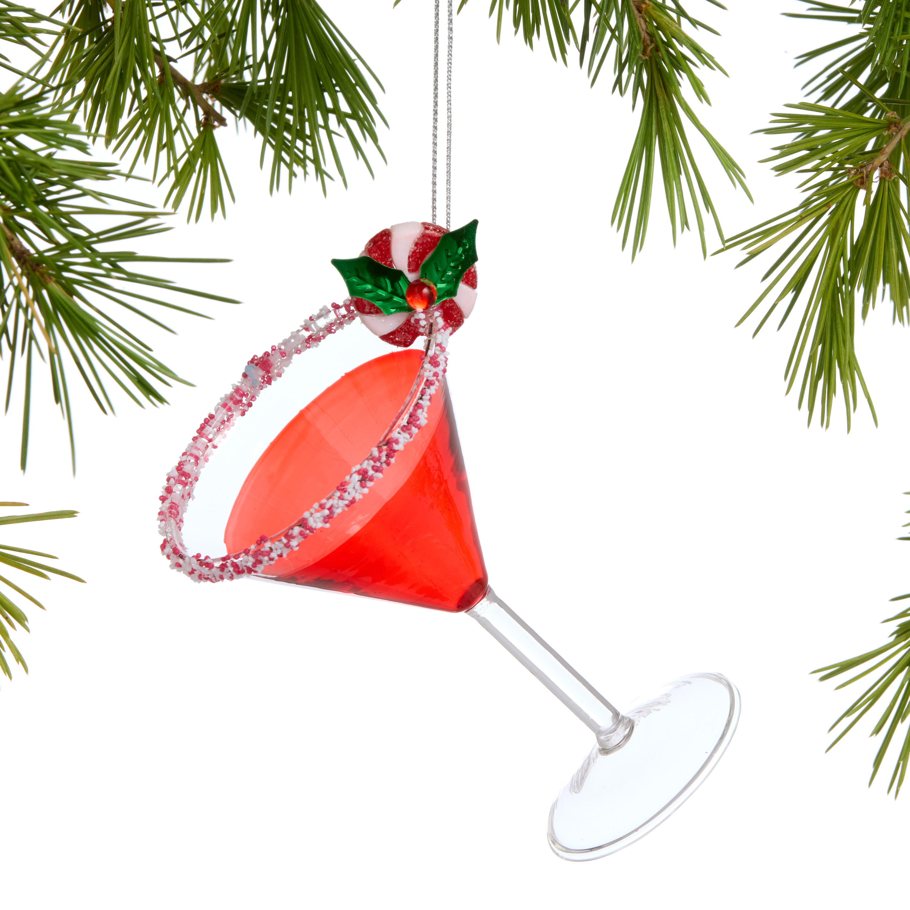 Glass Peppermint Cocktail Ornament - World Market