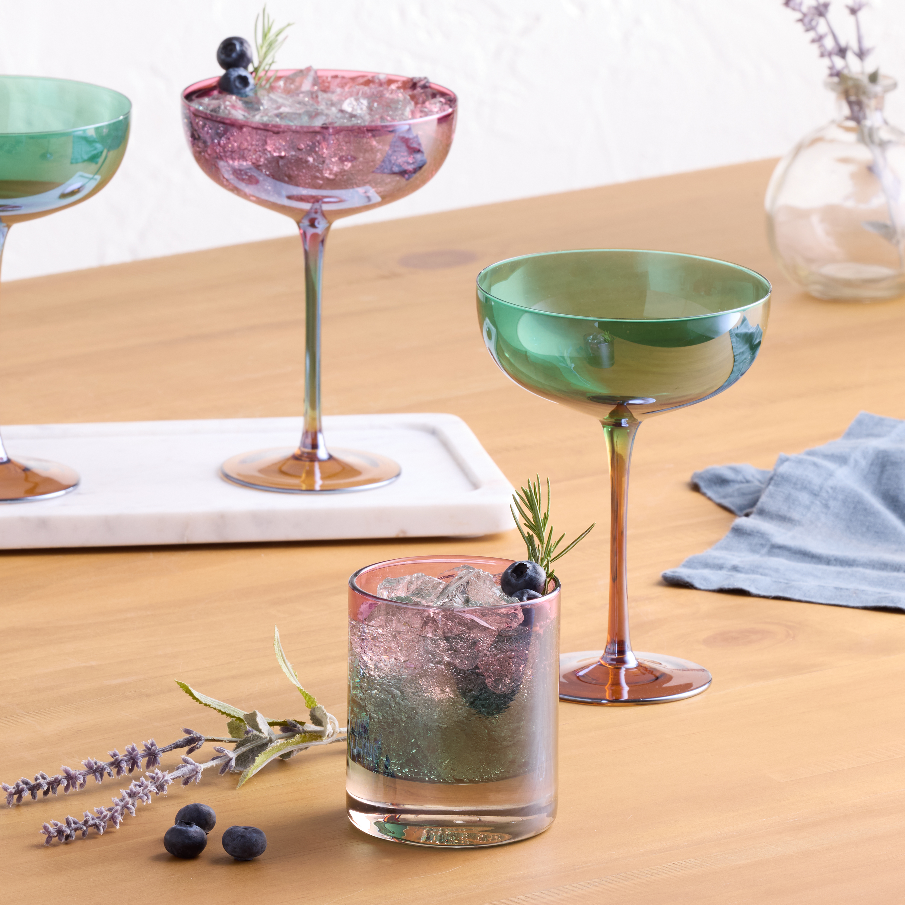 Gwyn Burgundy and Green Ombre Bar Glass Collection - World Market