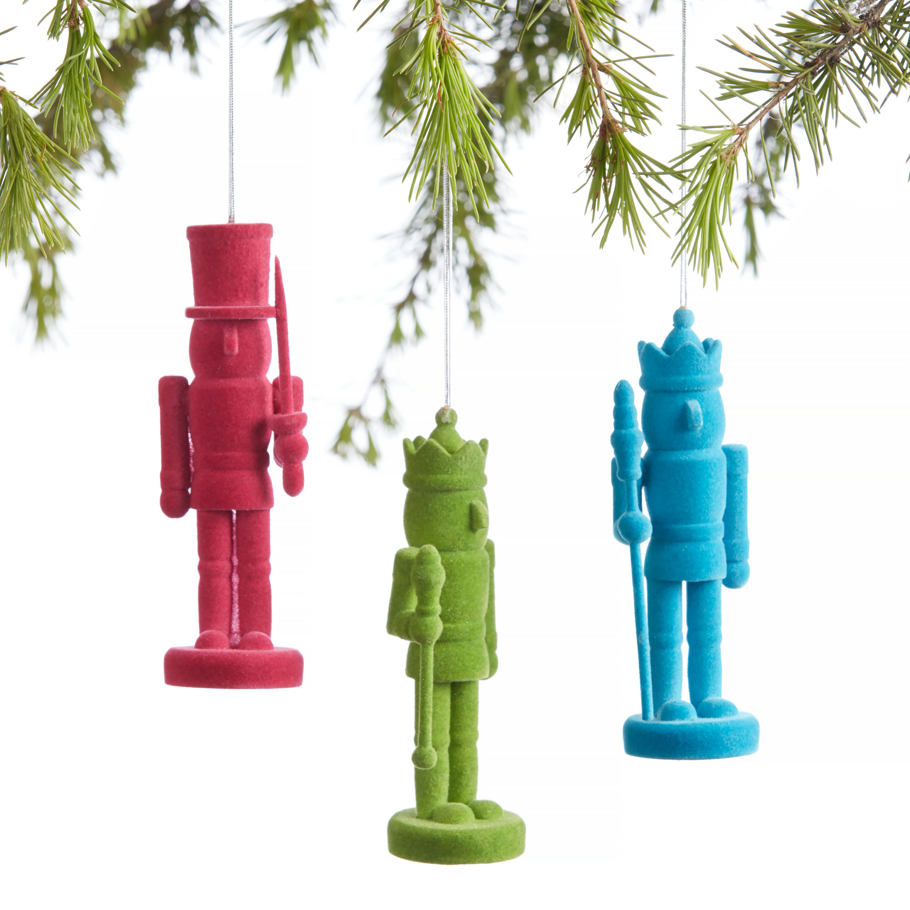 Flocked Nutcracker Ornaments Set Of 3 - World Market