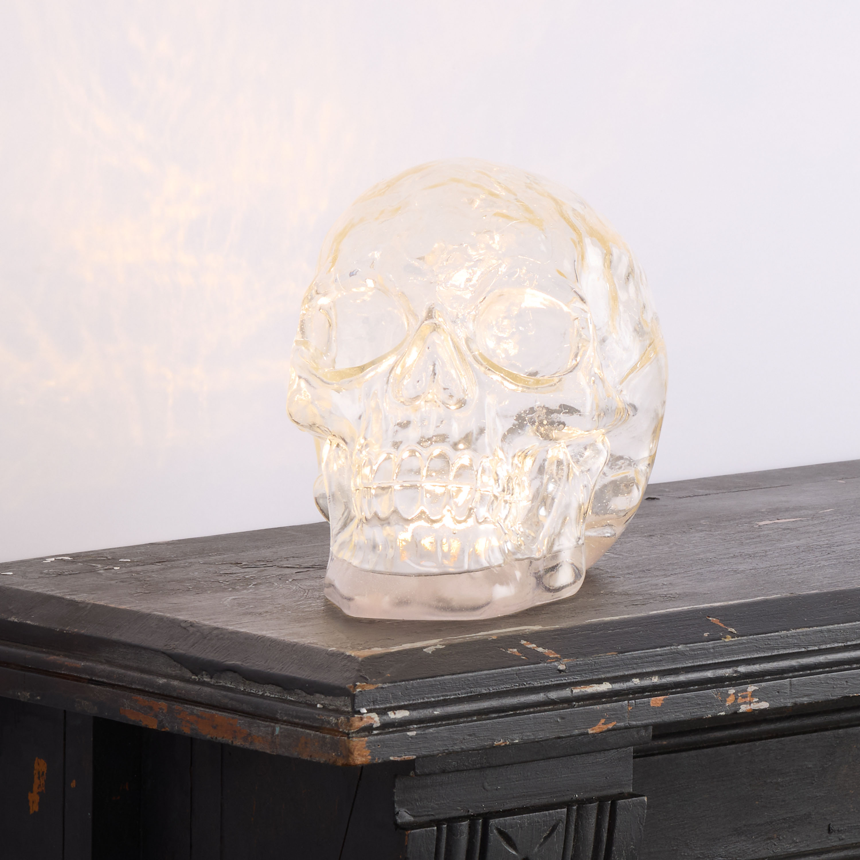 Clear Resin Skull LED Light Up Decor - World Market