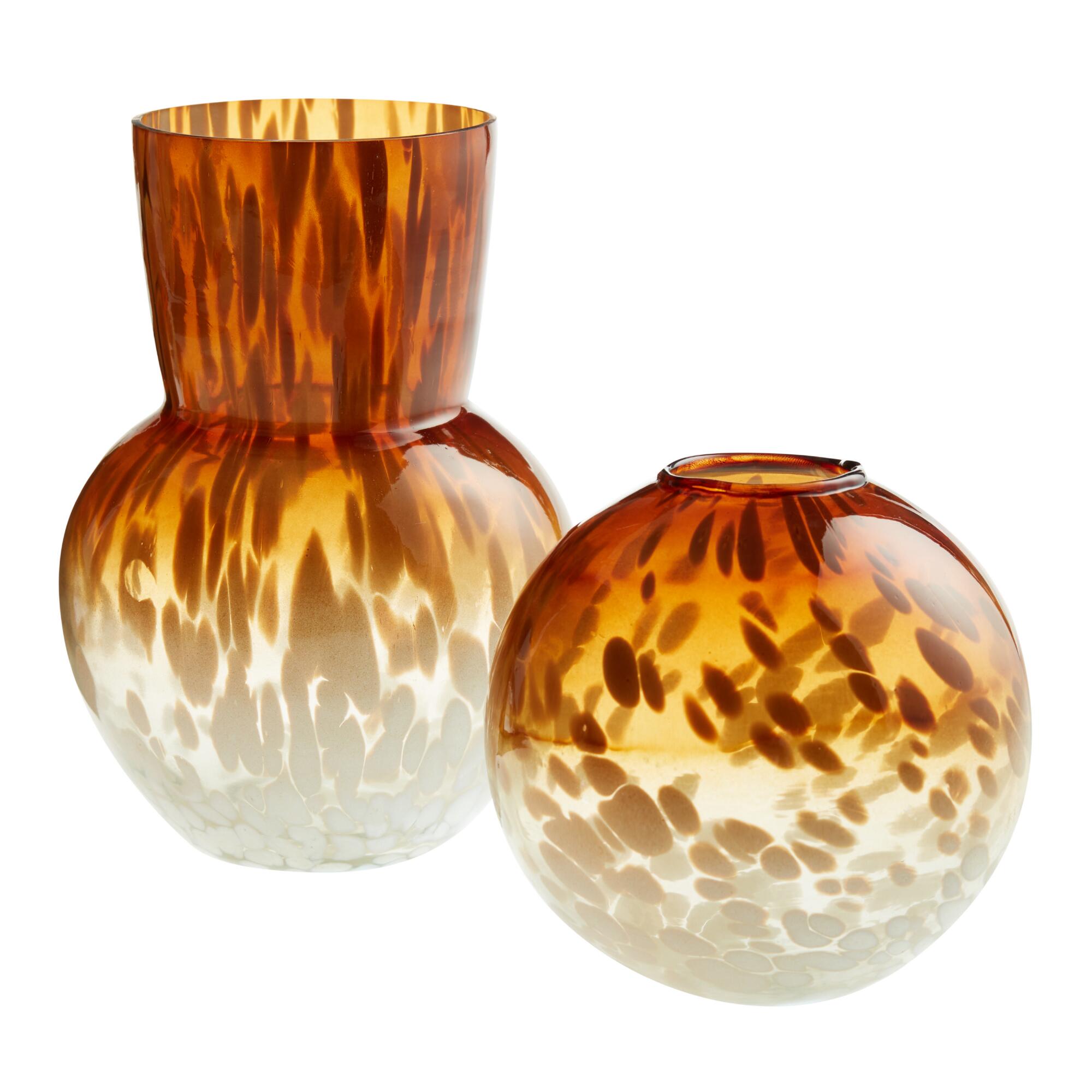 Amber And White Confetti Glass Vase Collection - World Market