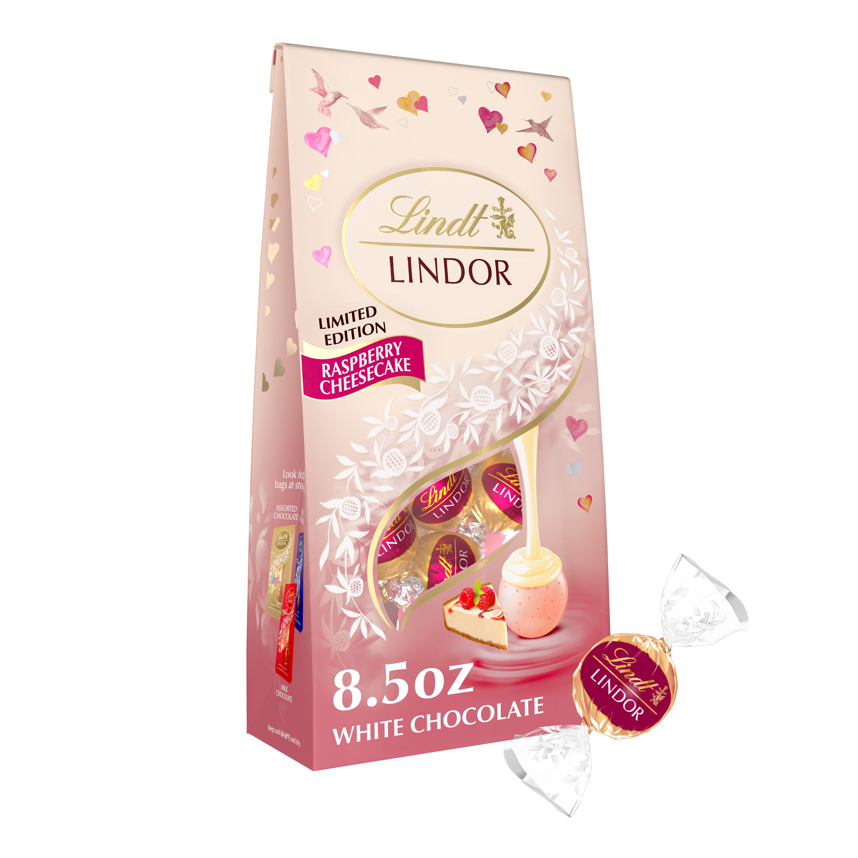 Lindt Lindor Raspberry Cheesecake White Chocolate Truffle Bag - World ...