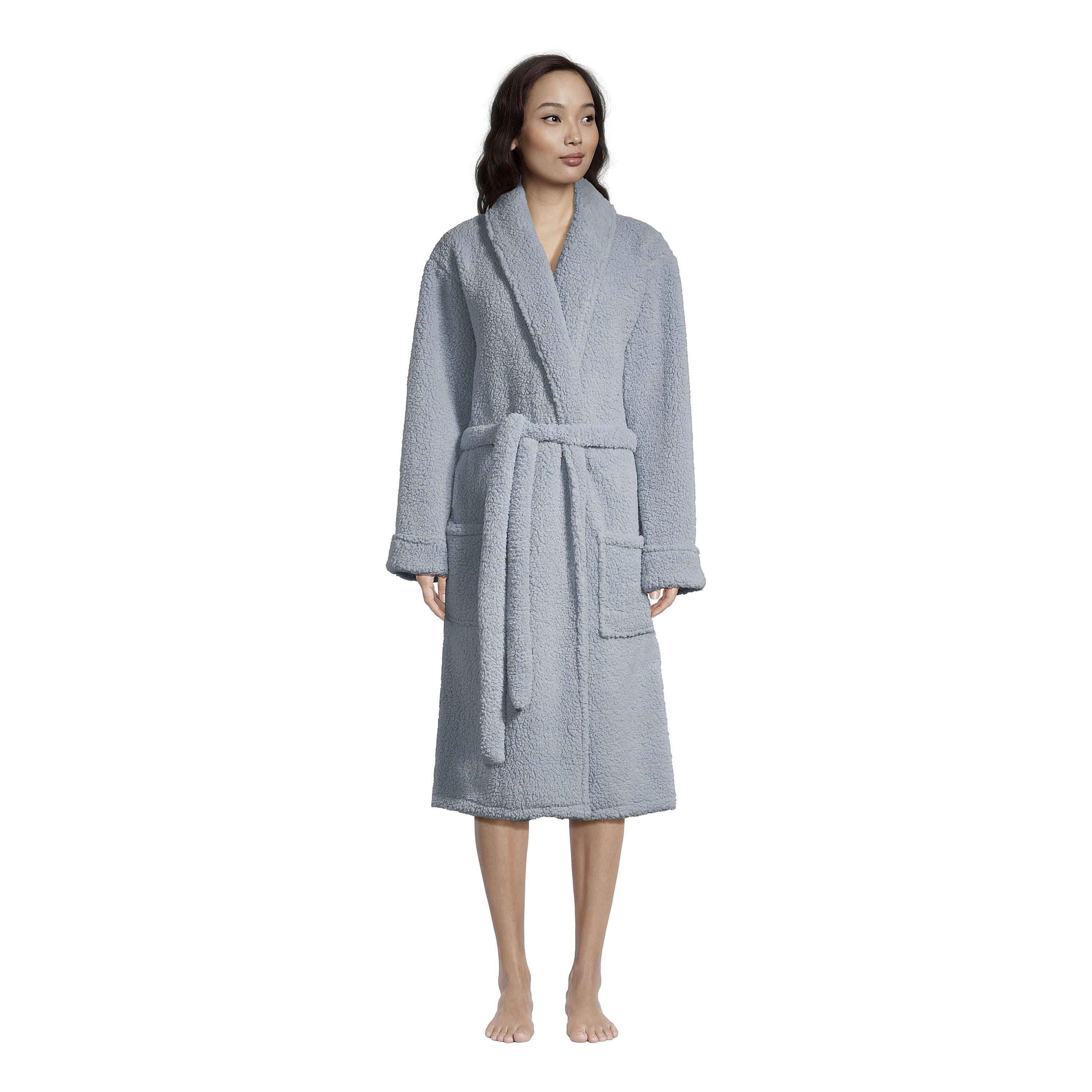 Blue Faux Sherpa Fleece Robe - World Market