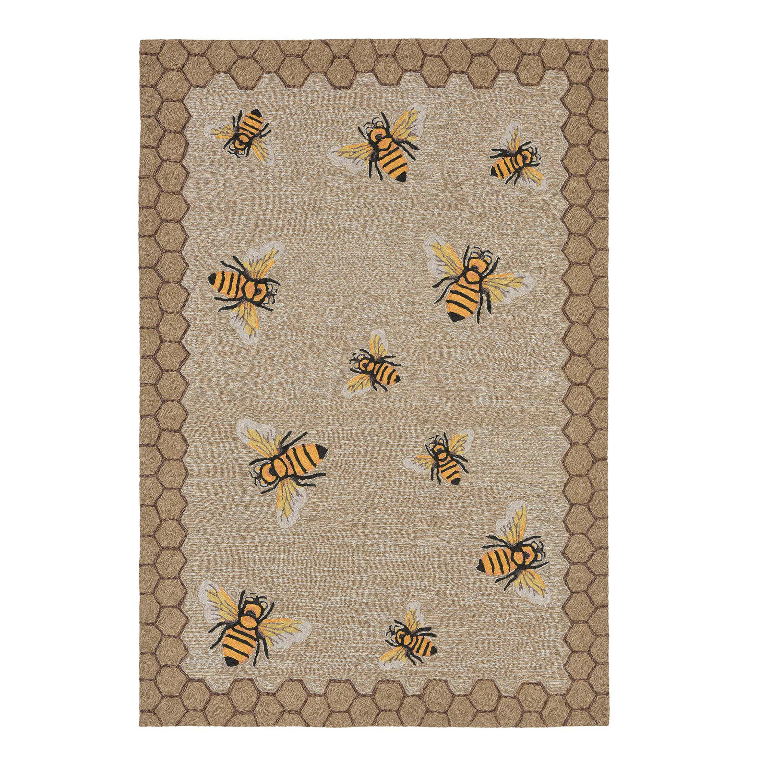 Yellow and Black Honeybees Indoor Outdoor Rug - World Market