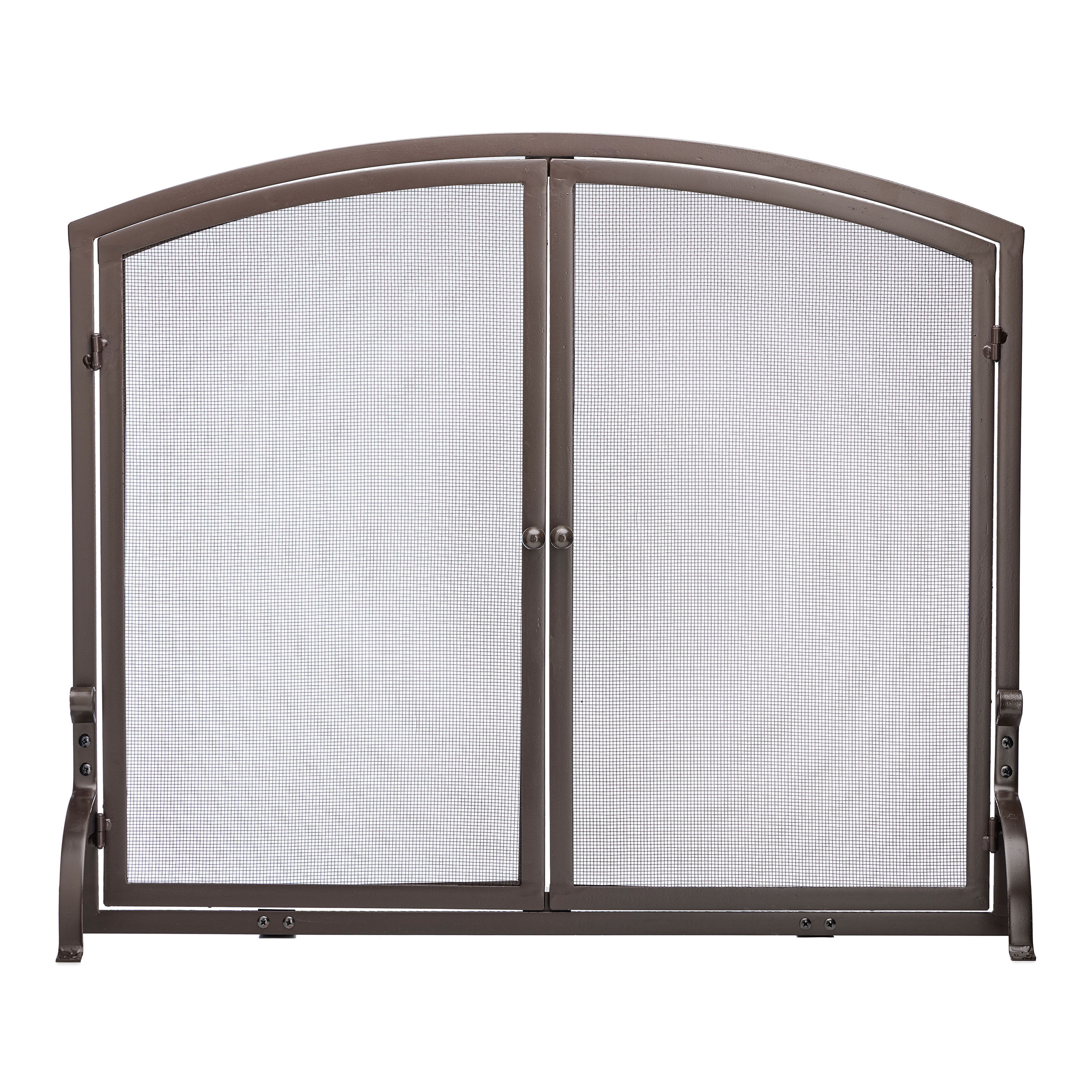 Bronze Mesh 2 Door Arched Single Panel Fireplace Screen - World Market