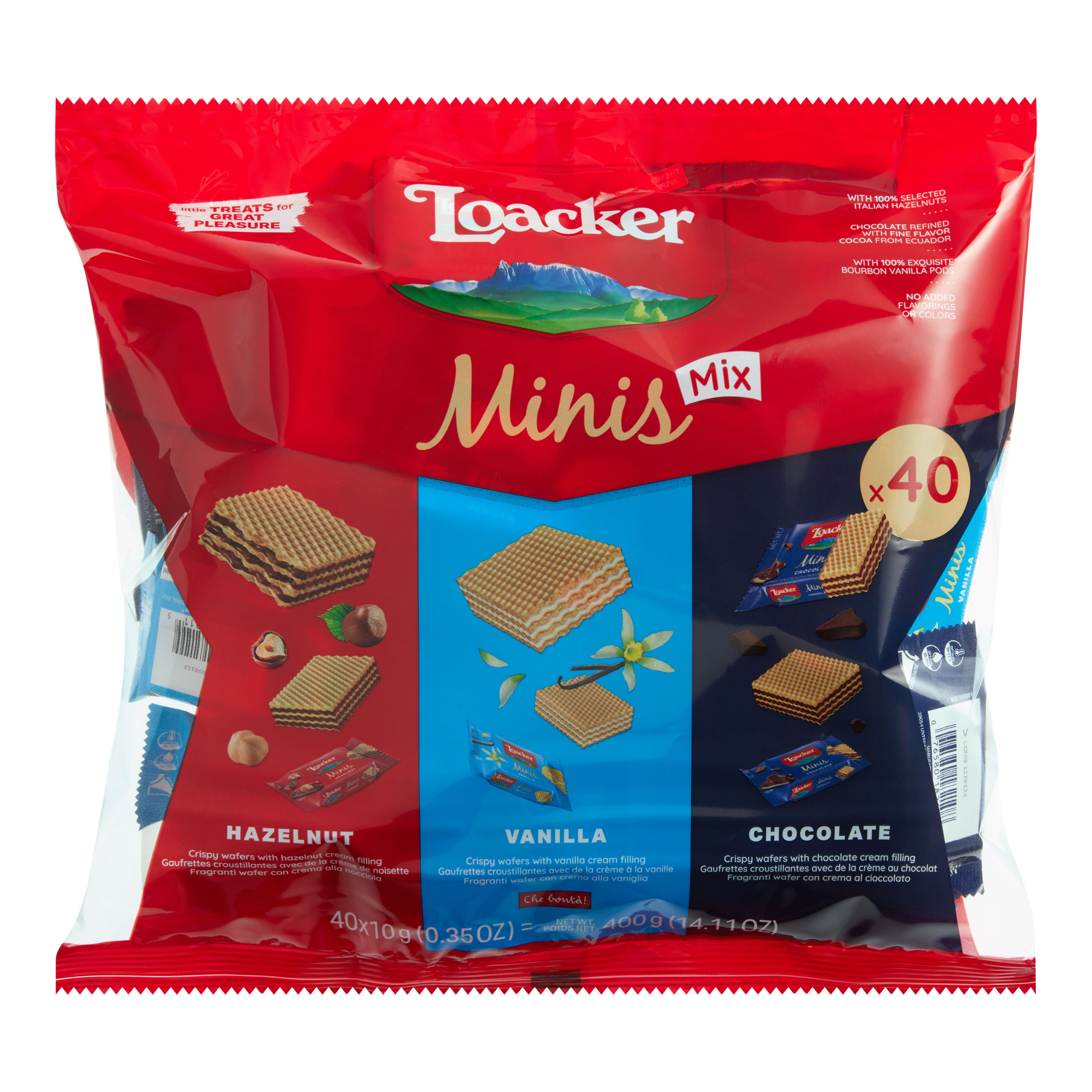 Loacker Minis Mix Assorted Wafer Cookies Bag 40 Piece - World Market