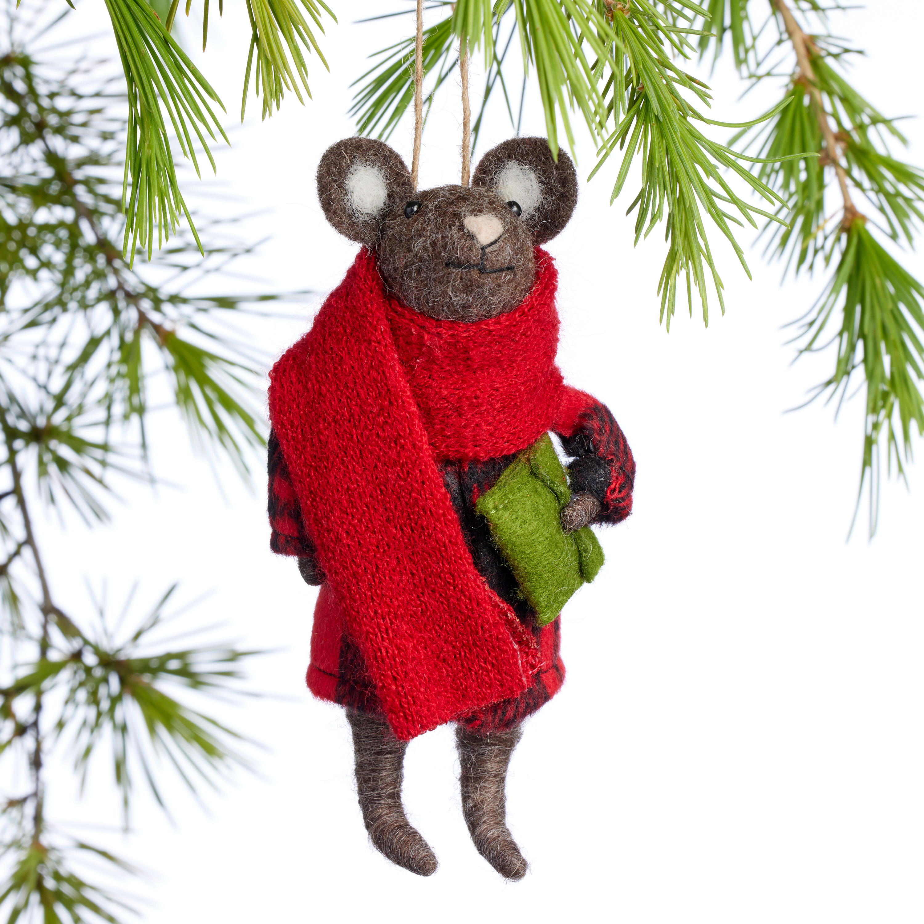 Wool Mouse with Scarf Ornament - World Market