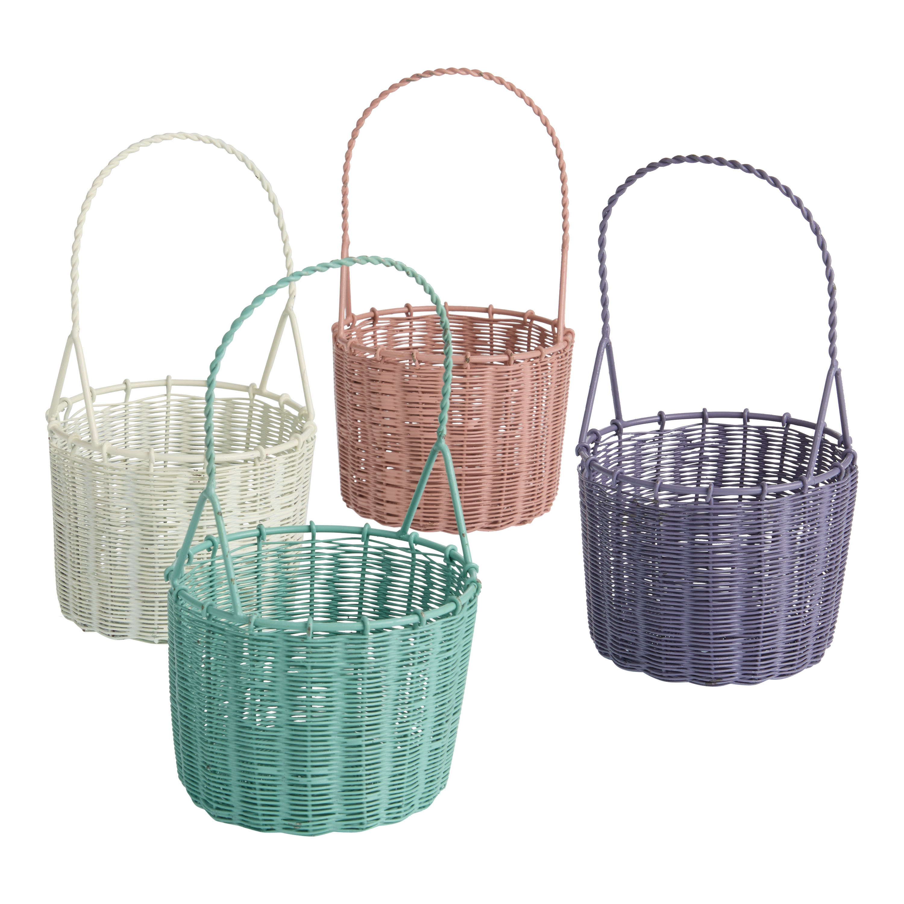 Small Round Metal Multicolor Basket Decor Set of 4 - World Market