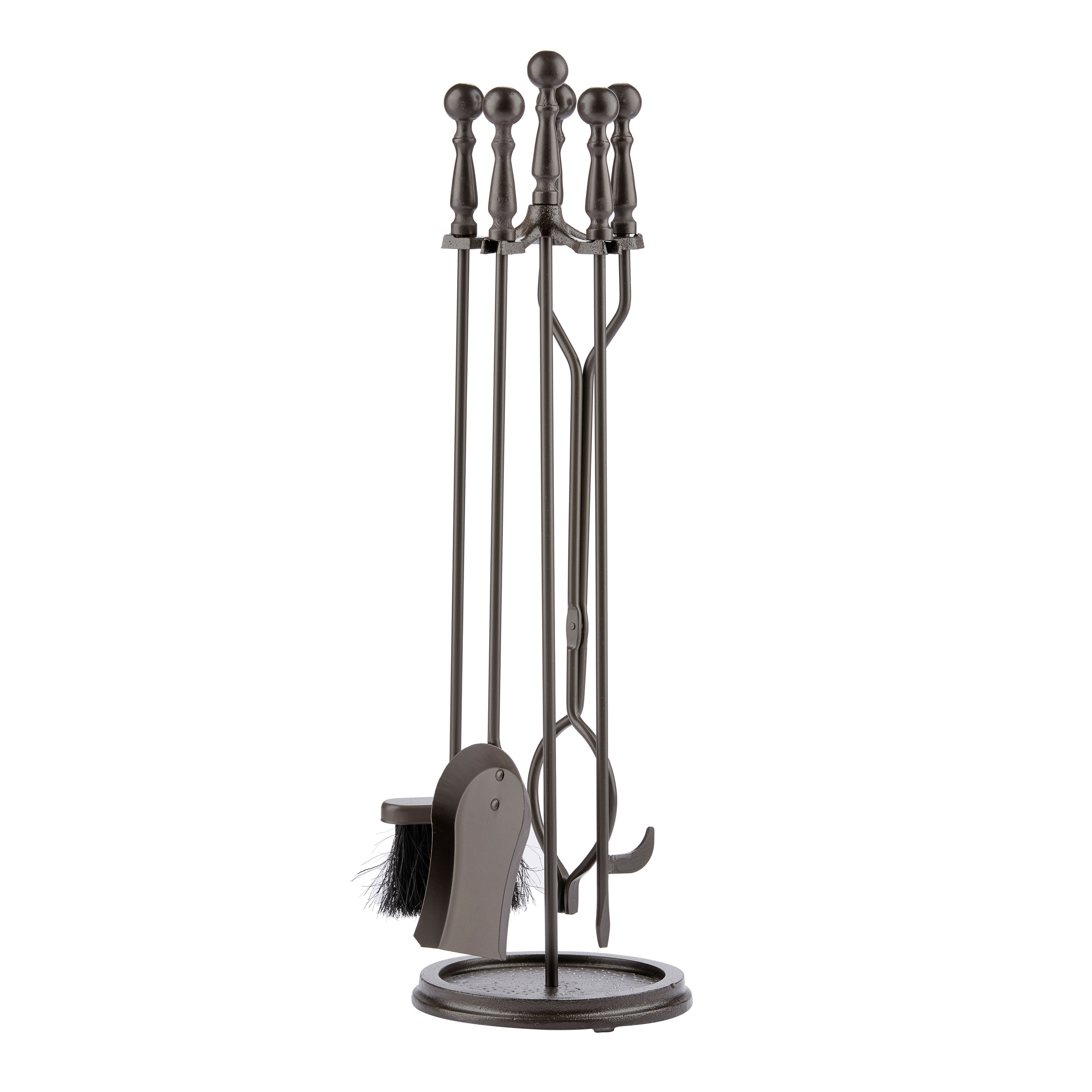 Bronze Steel Ball Handle 5 Piece Fireplace Tool Set - World Market
