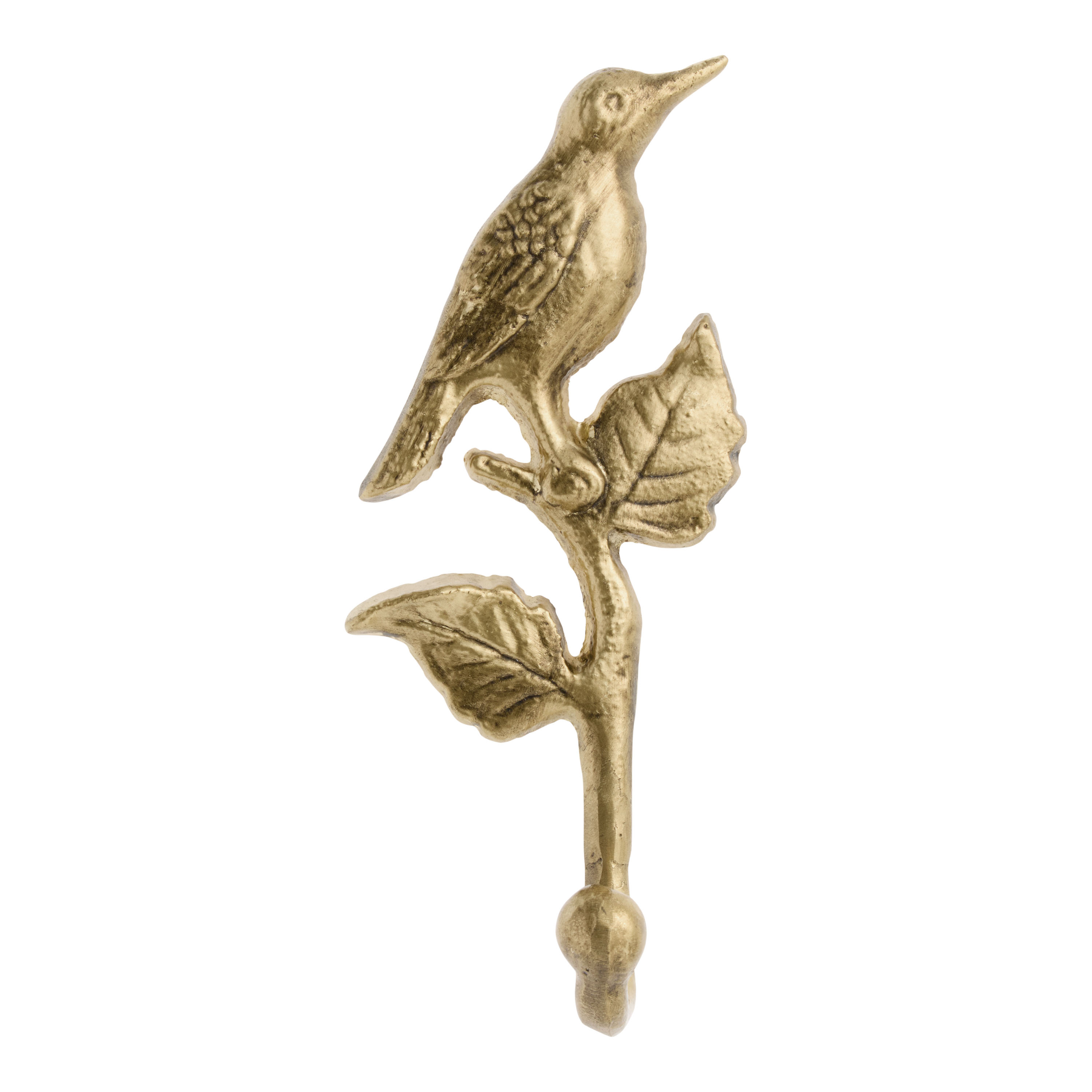 Antique Gold Metal Bird on Leaf Wall Hook - World Market