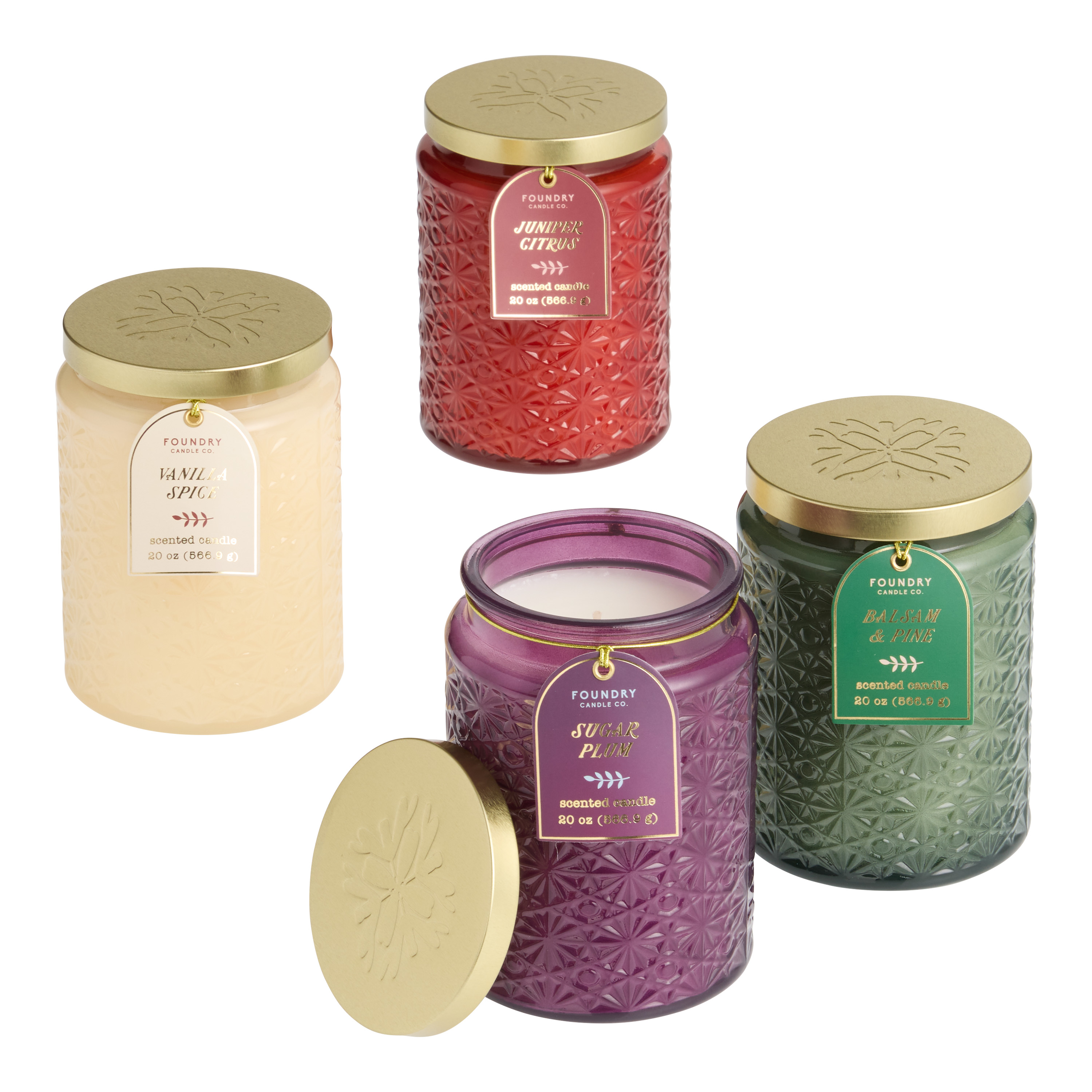 Large Glass Snowflake Embossed Scented Candle - World Market