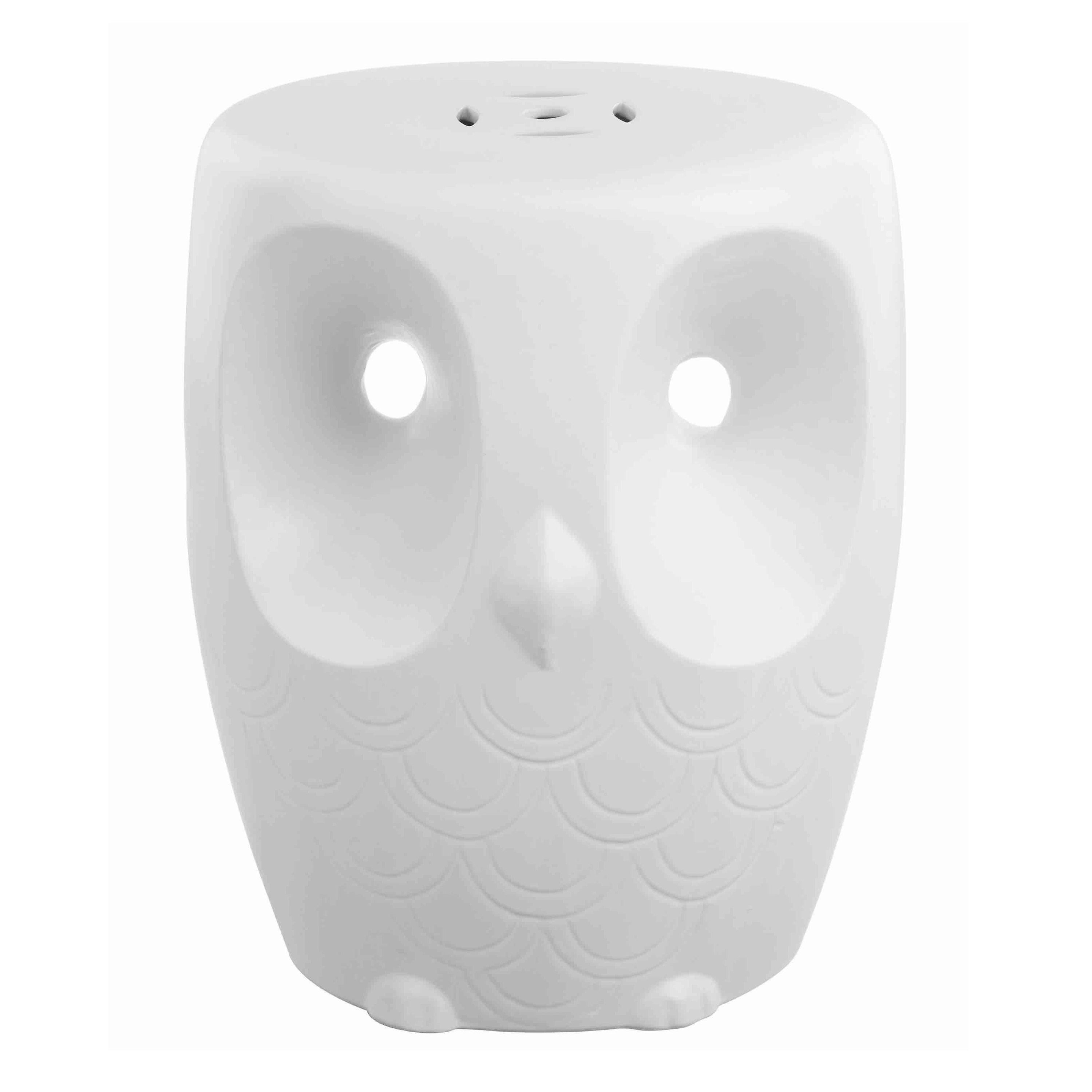 White Ceramic Owl Side Table - World Market