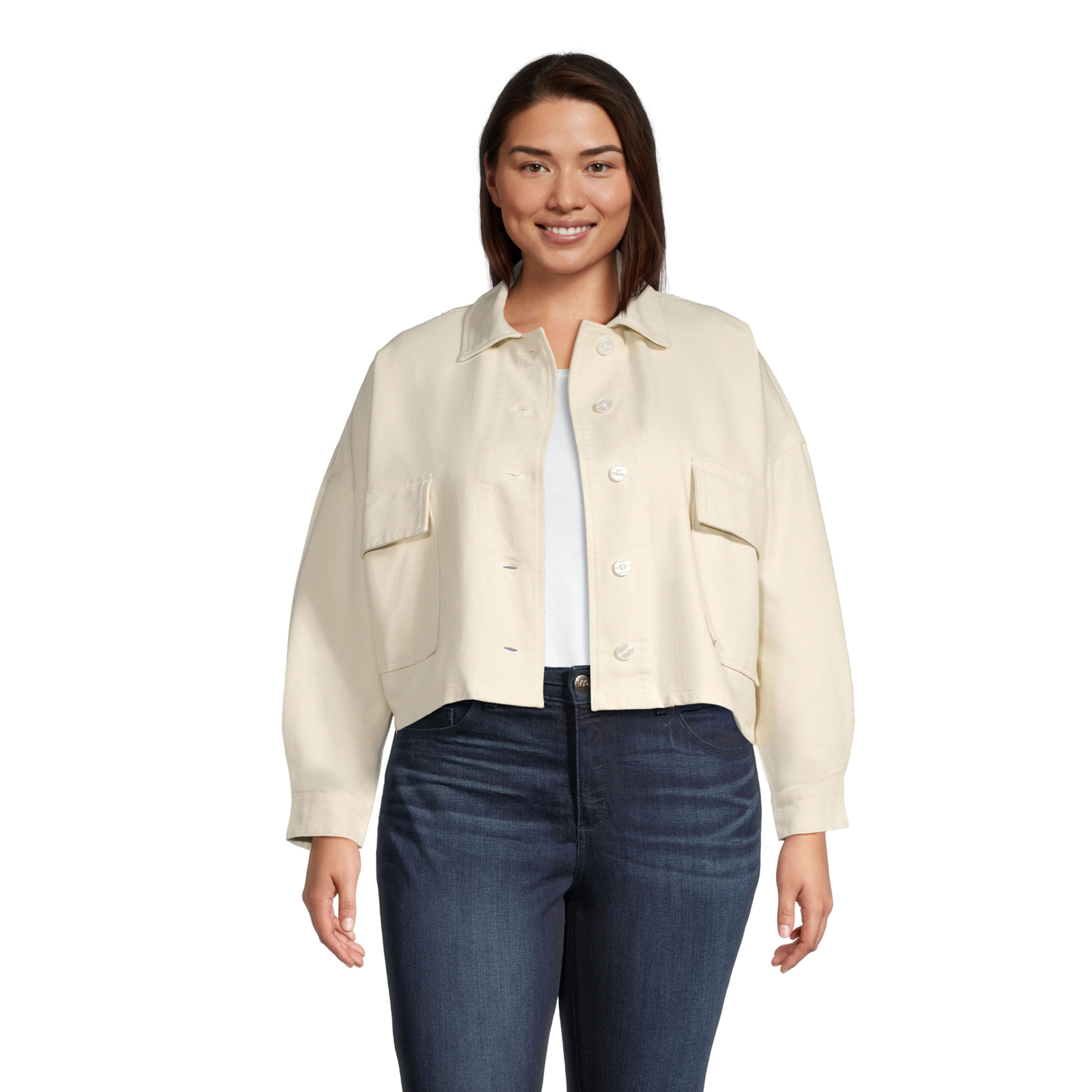Alicia Oatmeal Textured Shirt Jacket with Pockets - World Market