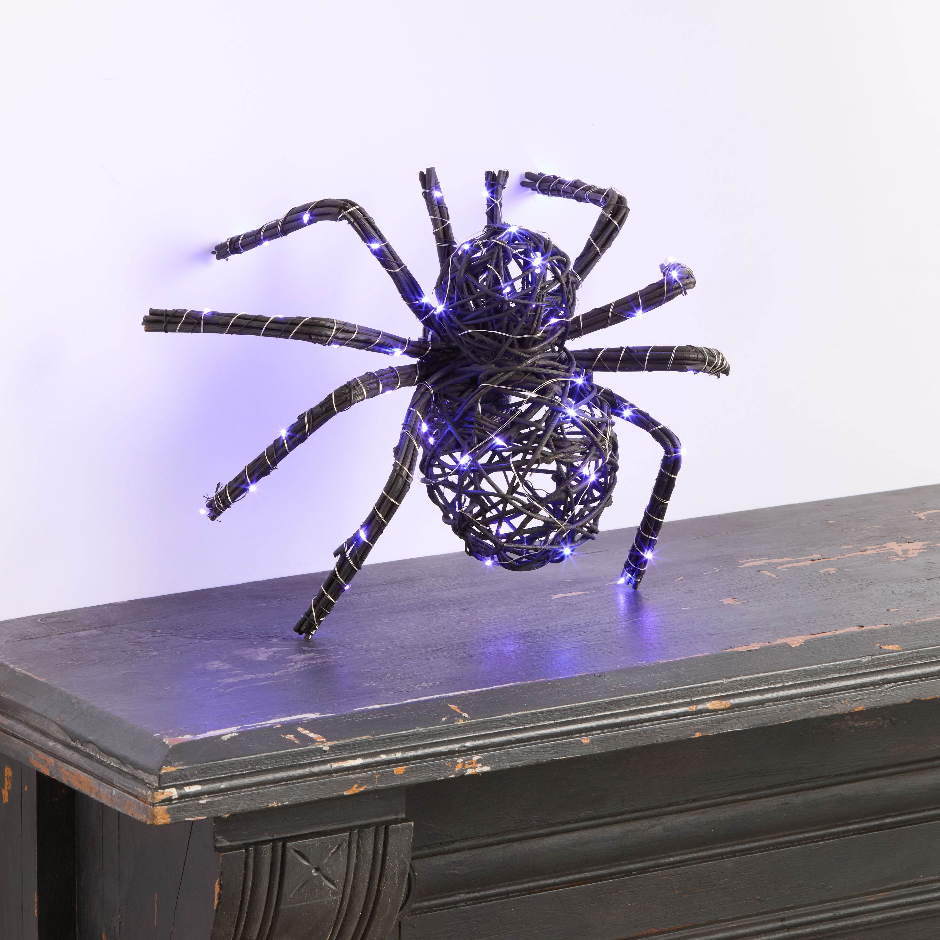 Black Natural Fiber Woven Spider LED Light Up Decor - World Market