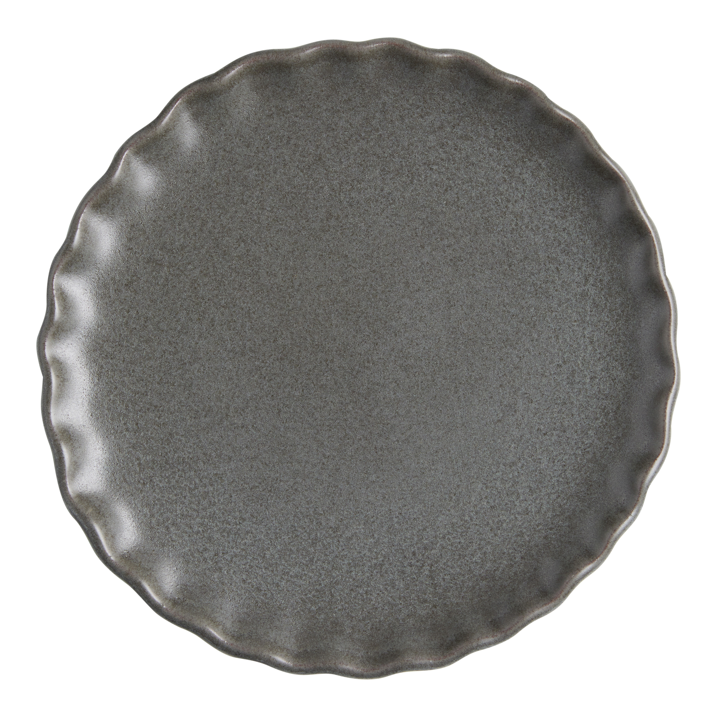 Silva Charcoal Gray Reactive Glaze Ruffle Rim Salad Plate - World Market