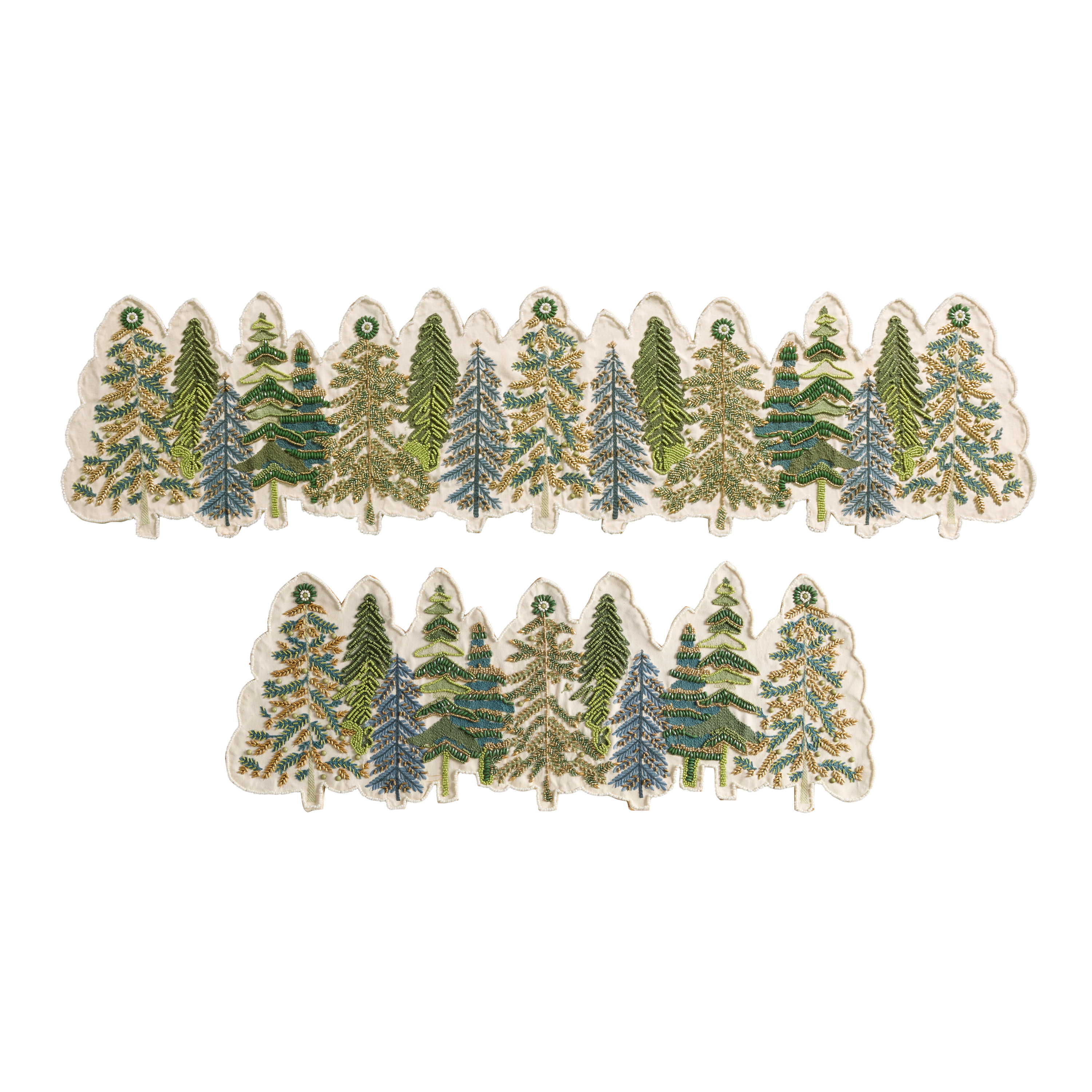 Blue and Green Evergreen Beaded Table Runner - World Market
