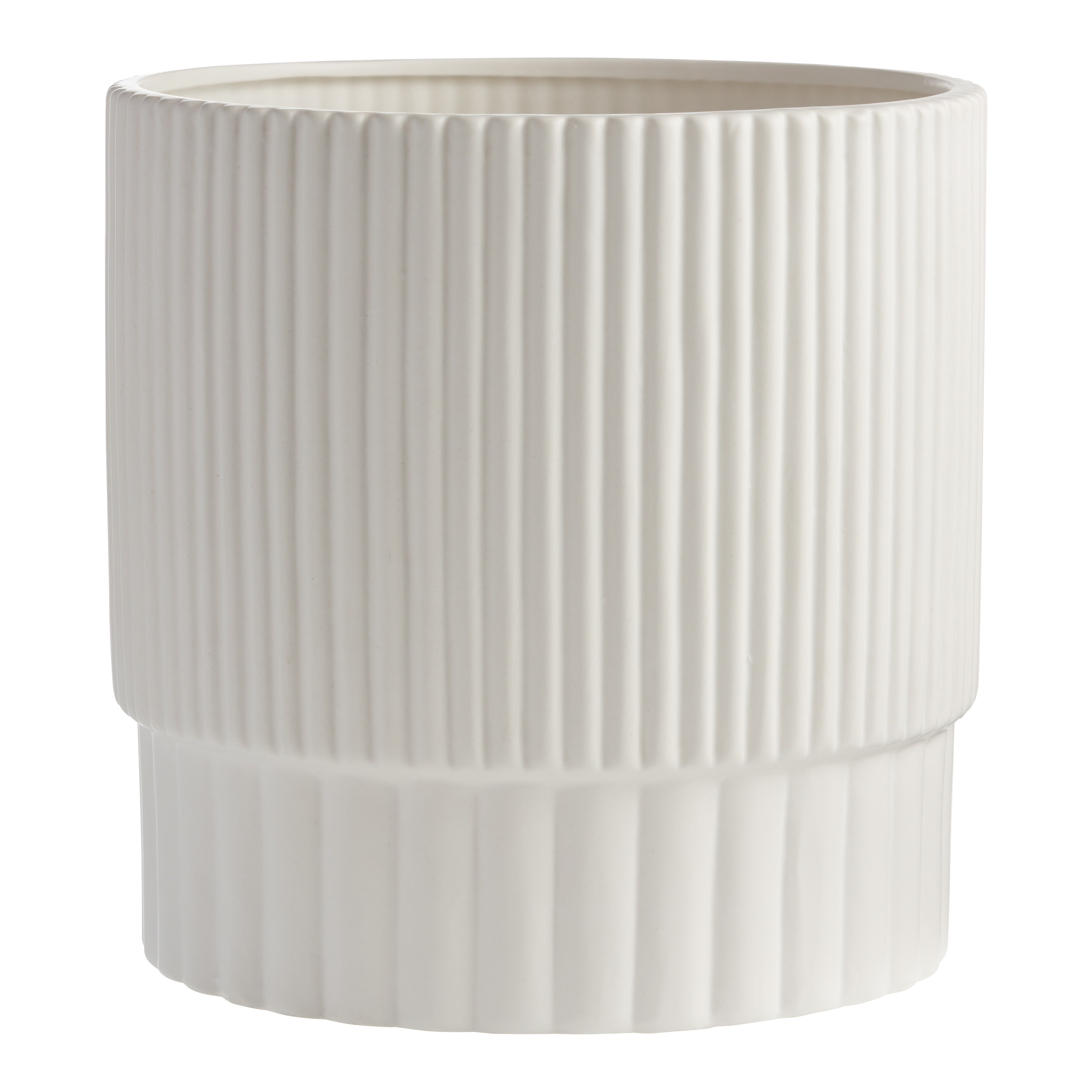 Ivory Ceramic Double Channeled Planter - World Market