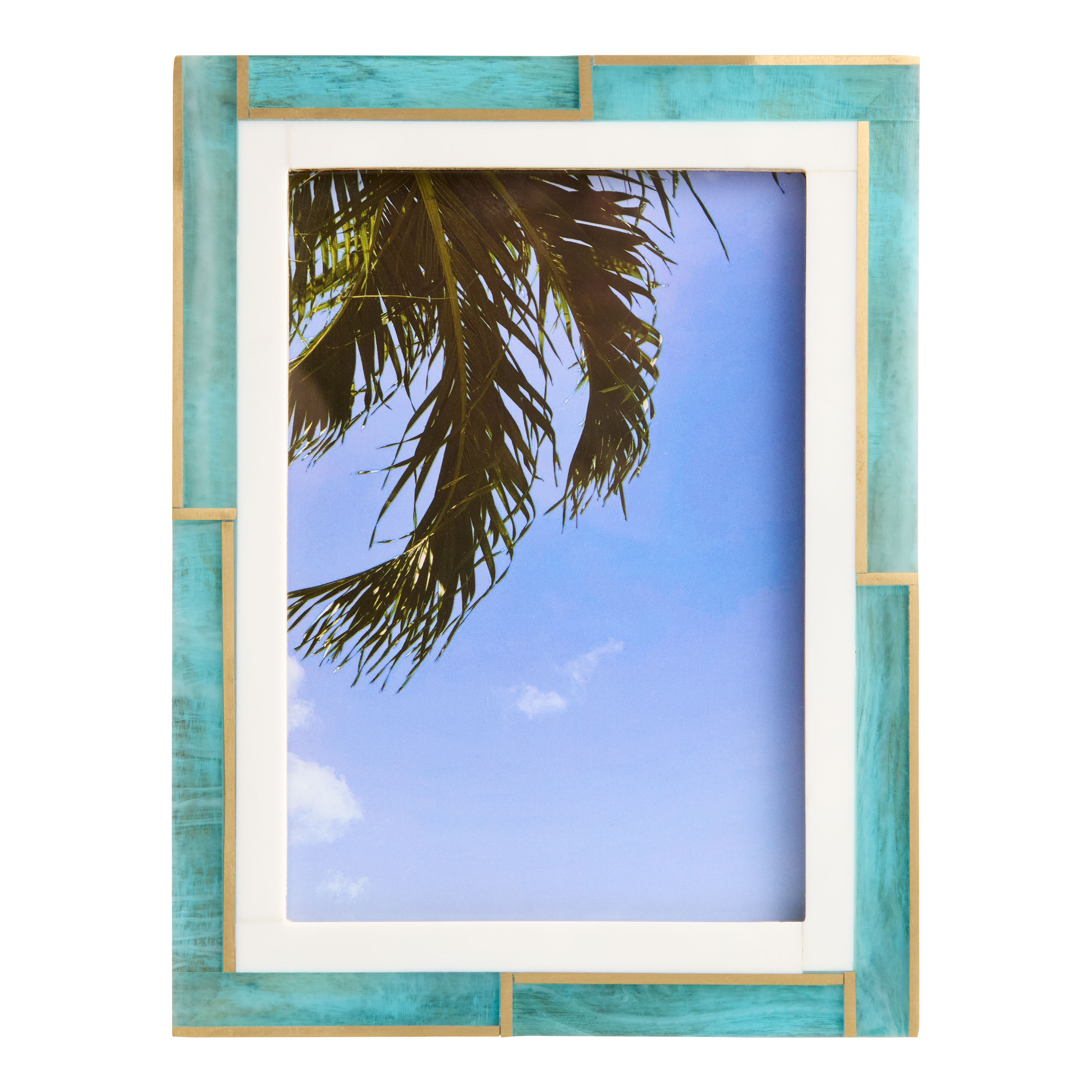 Blue and Gold Wood and Brass Picture Frame - World Market