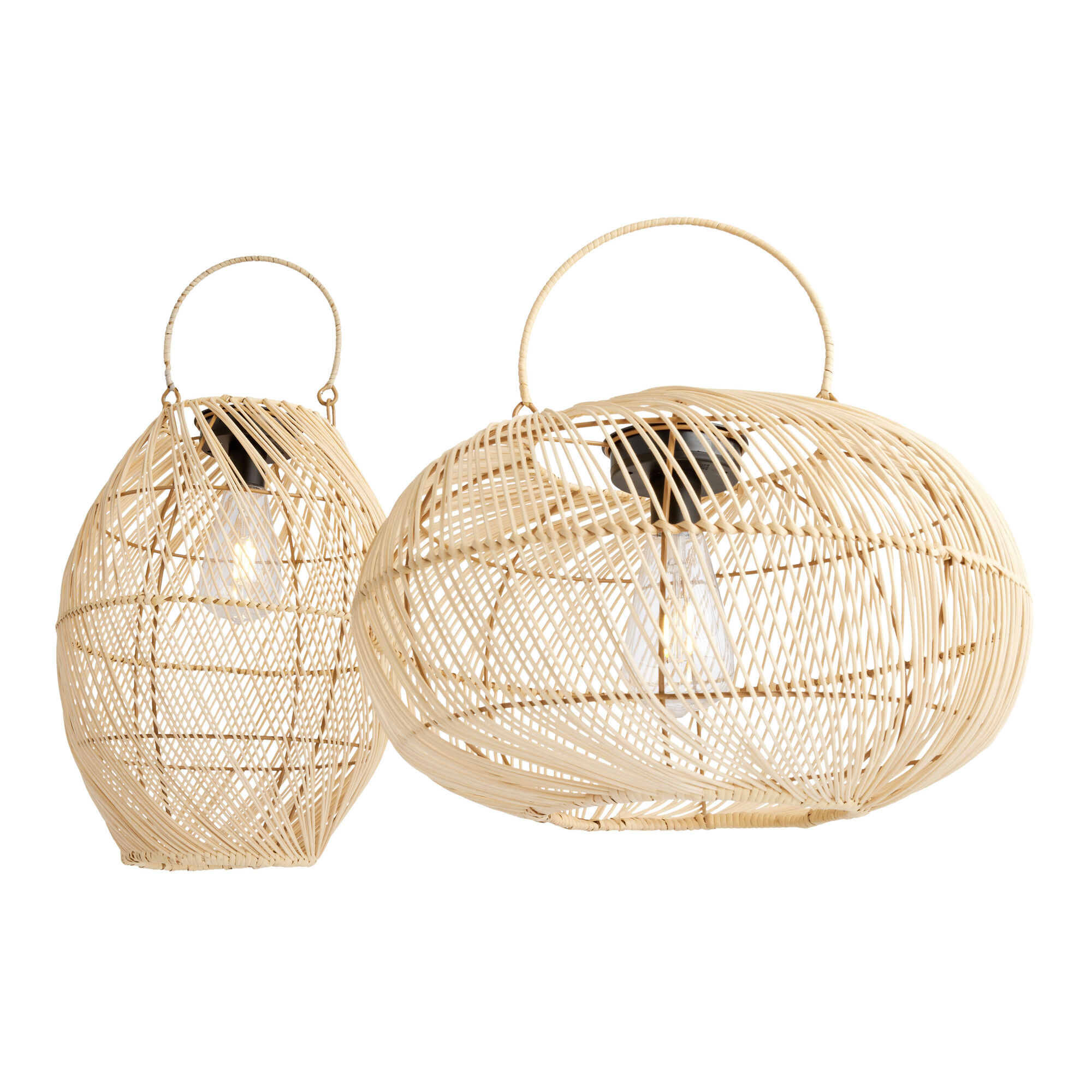 Natural Rattan Solar LED Floor Lantern - World Market