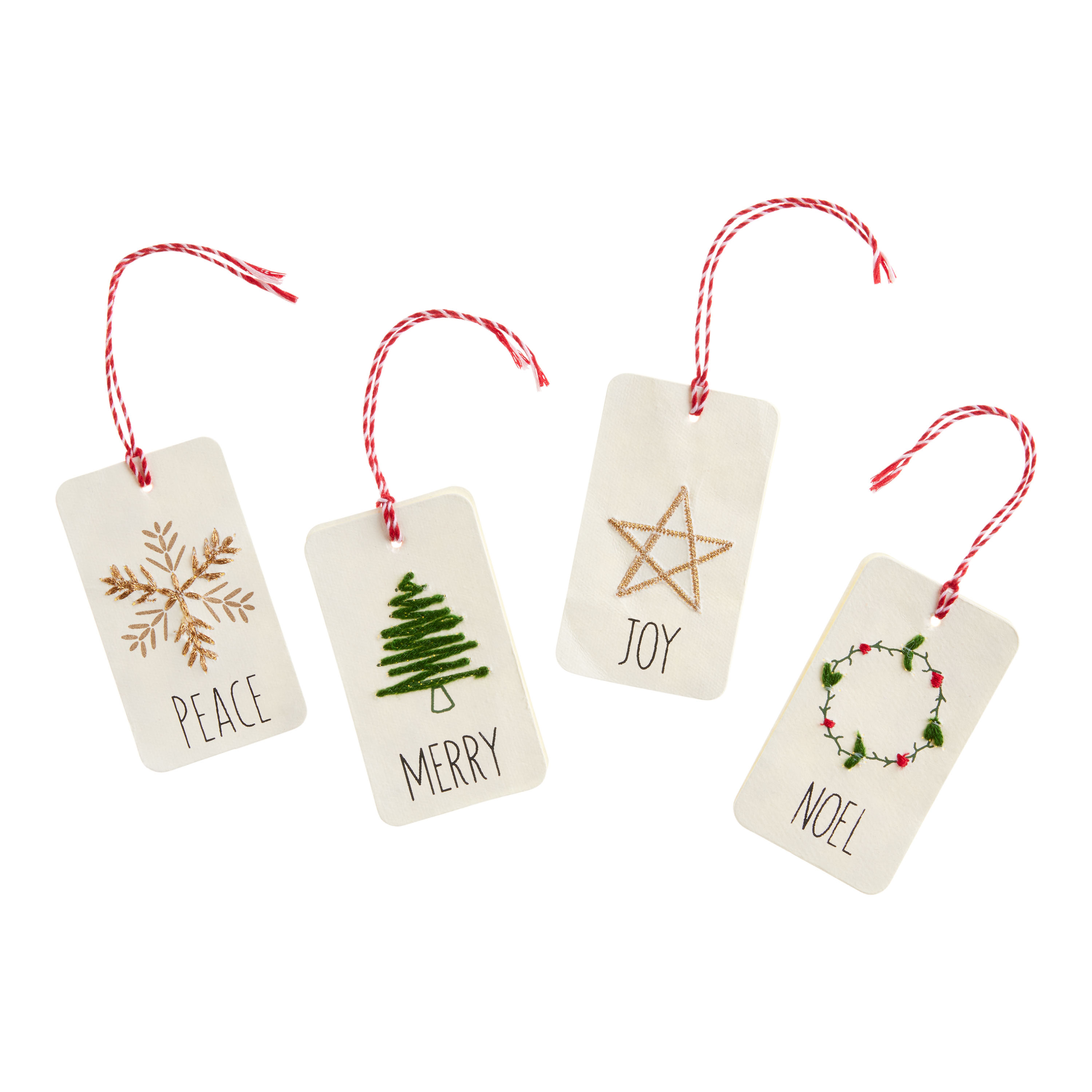 Christmas Icon Embroidered Holiday Gift Tags 4 Pack - World Market