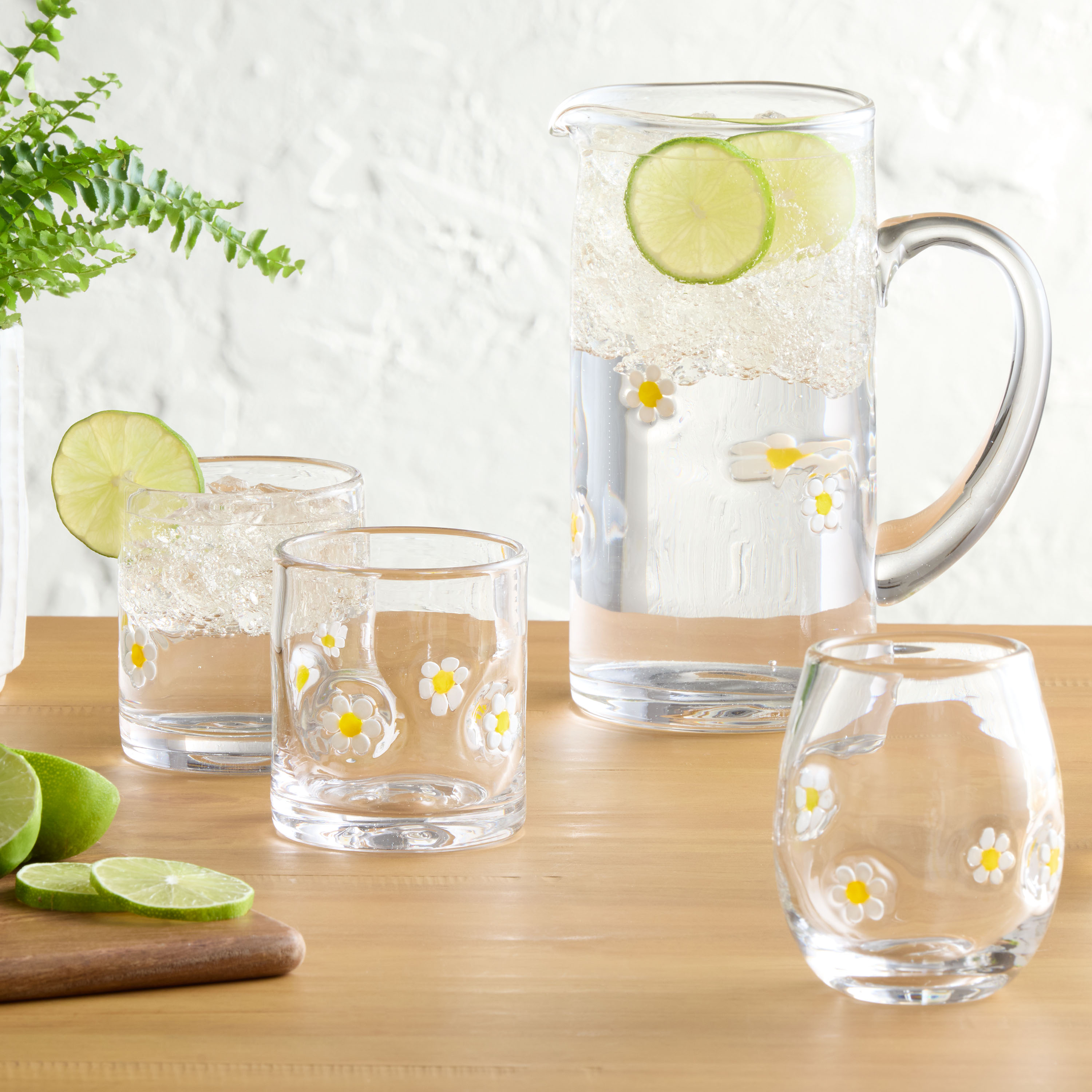 Charm Daisy Inlay Glassware Collection - World Market