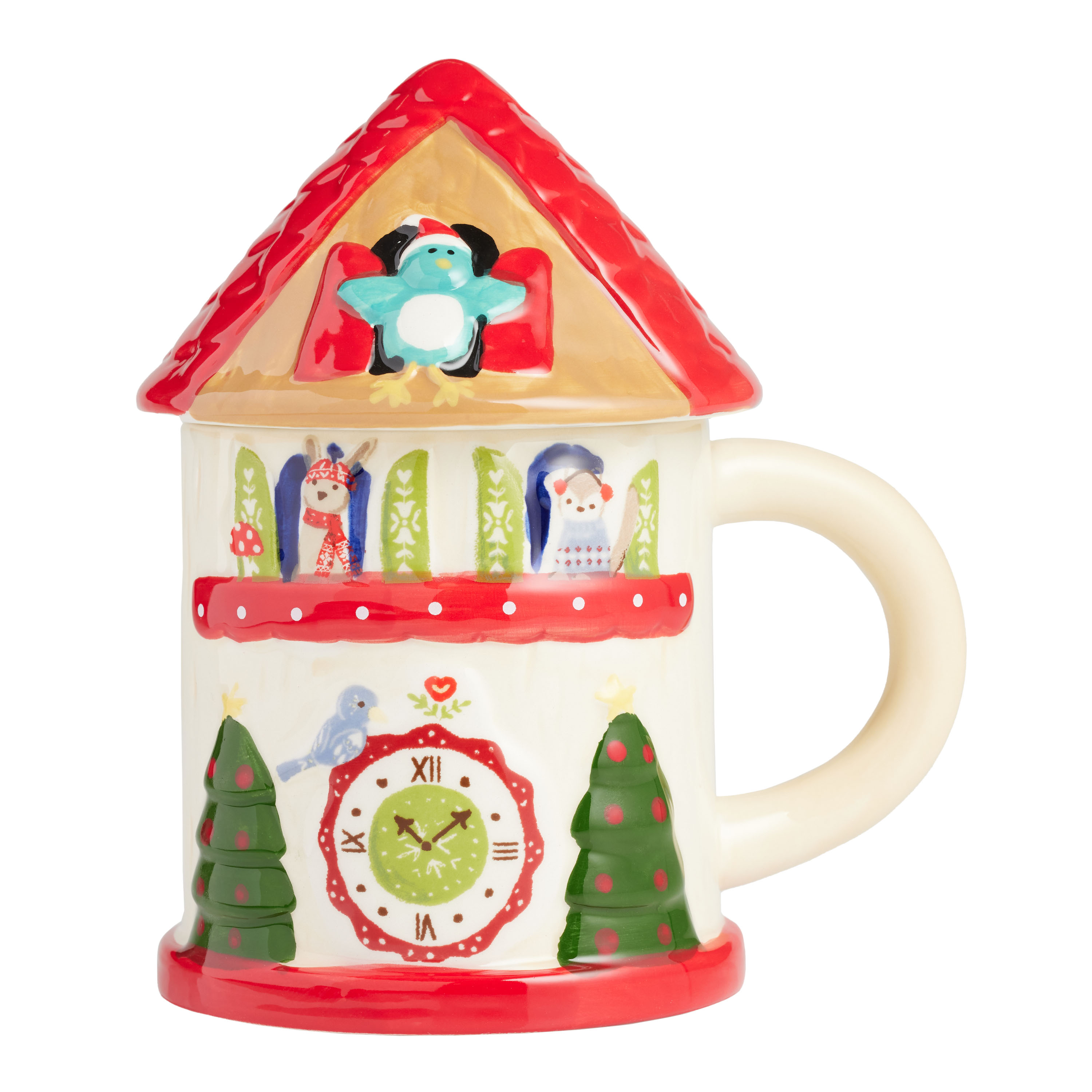 Holiday Cuckoo Clock Lidded Figural Ceramic Mug - World Market