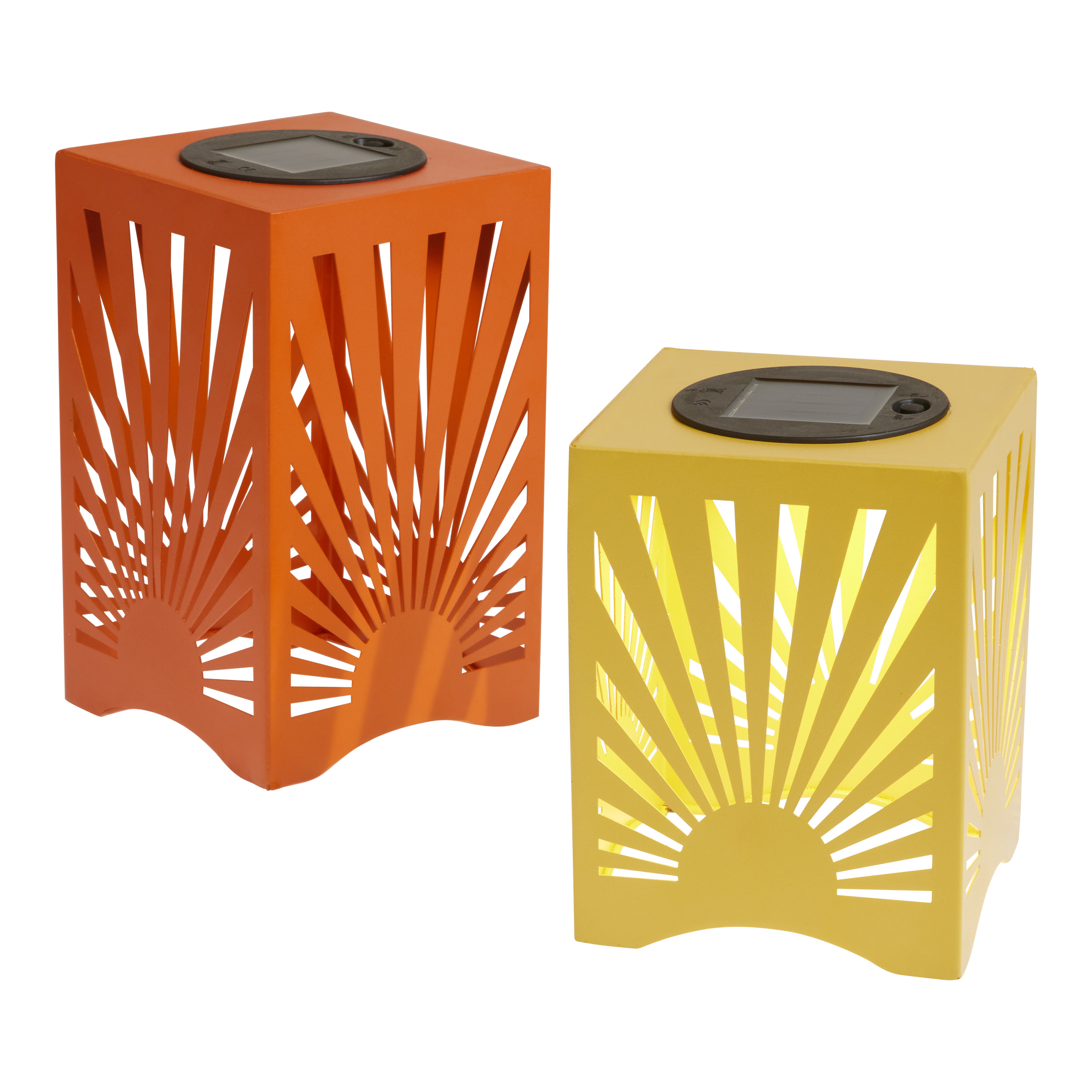 Square Punched Metal Sunburst Solar LED Table Lamp - World Market
