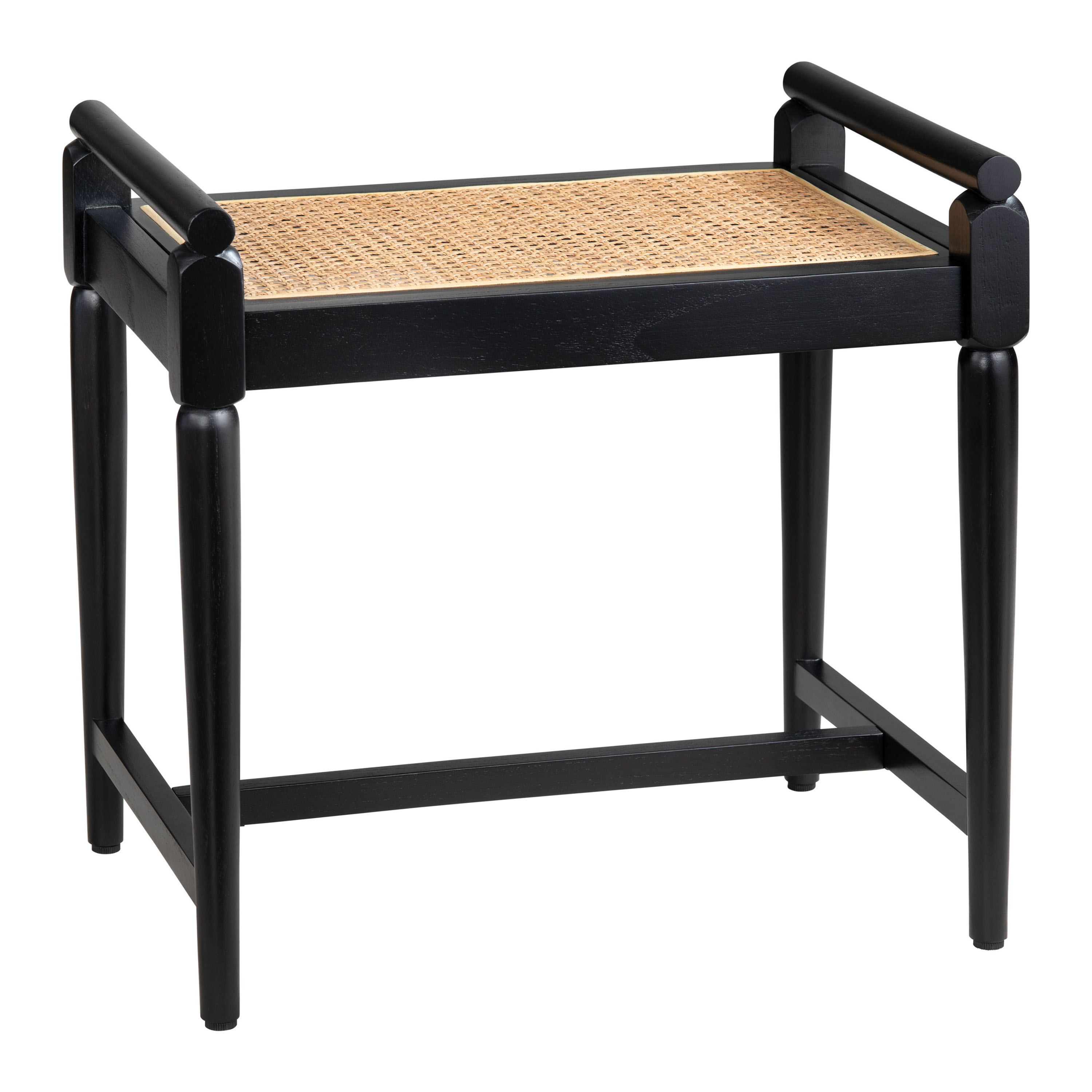 Connaught Black Wood and Rattan Stool - World Market