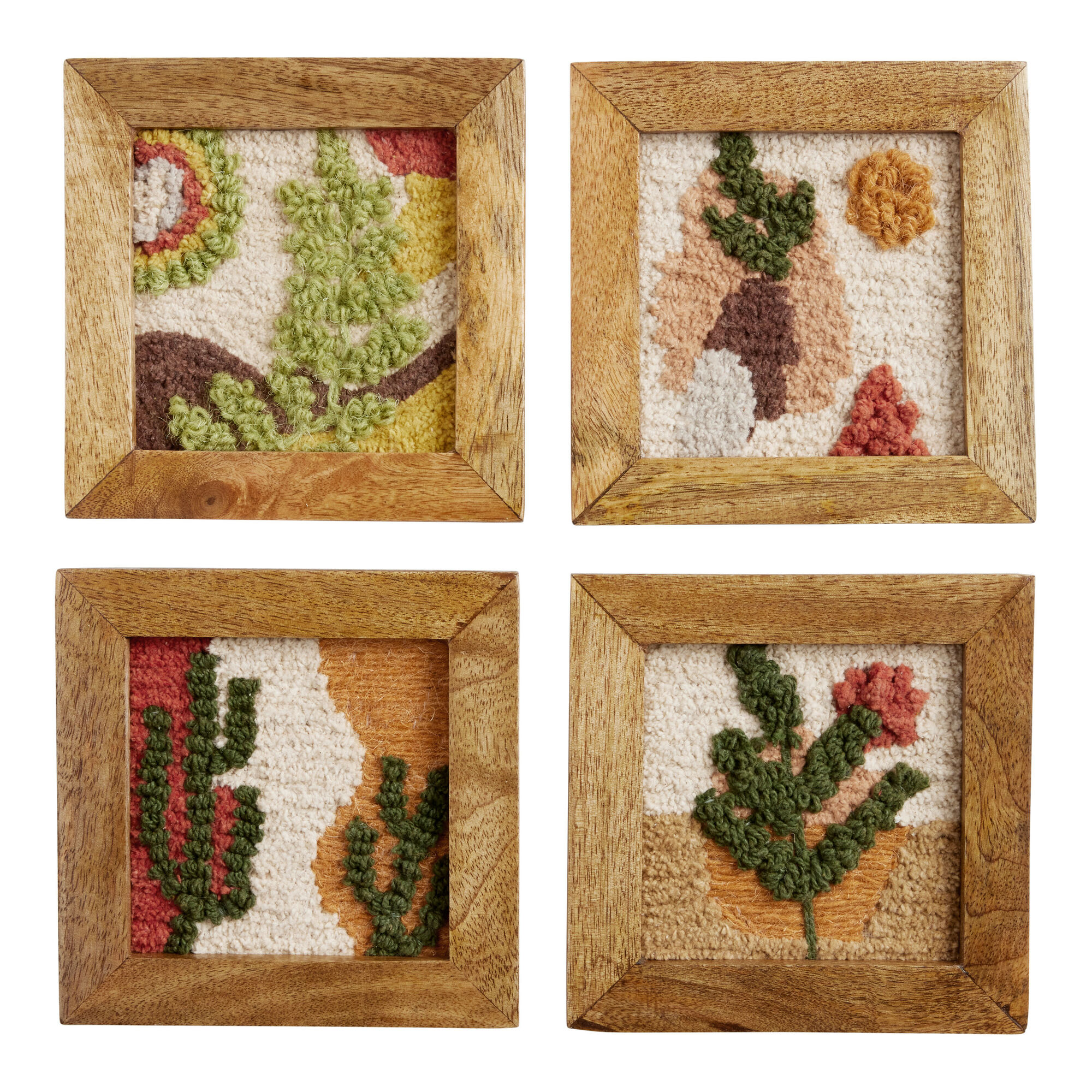 Mini Botanical Tufted Textile Framed Wall Art 4 Piece - World Market